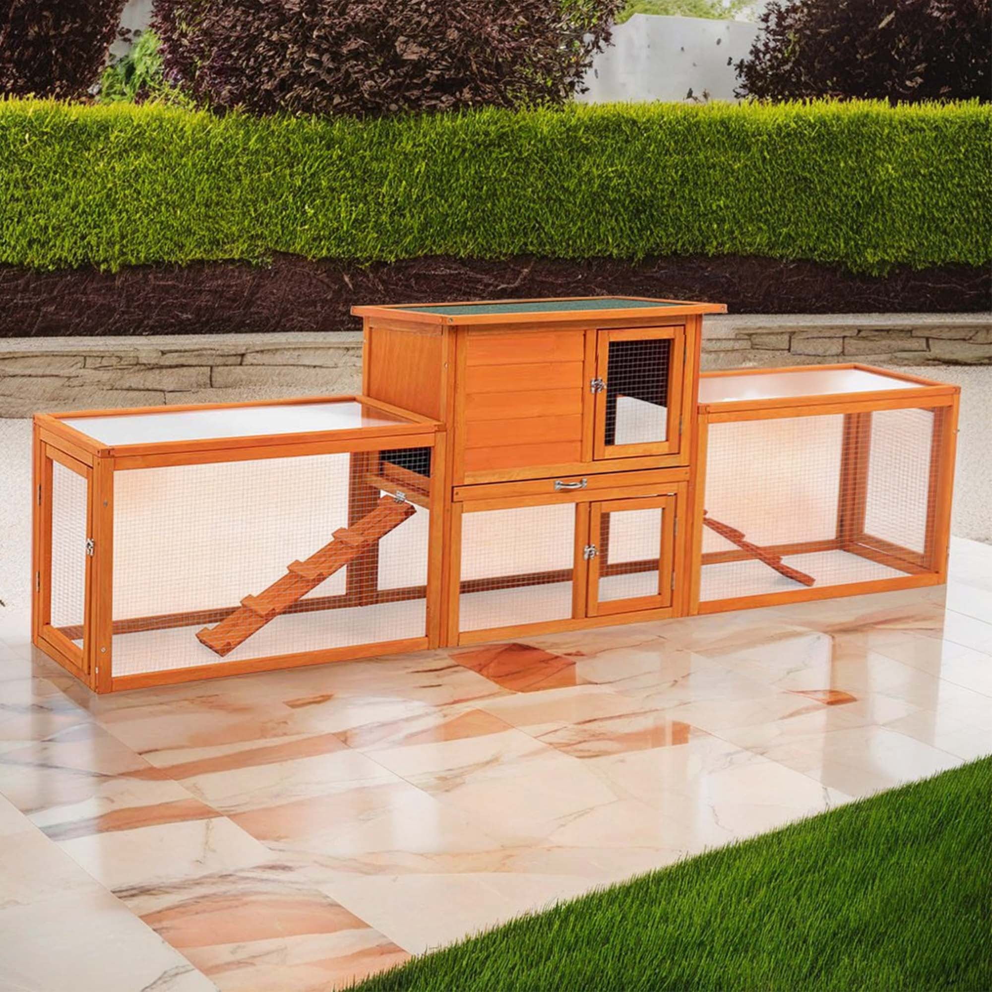 Demi Bonn 94" Large 2-Story Rabbit Hutch with Run, Wooden Bunny ...