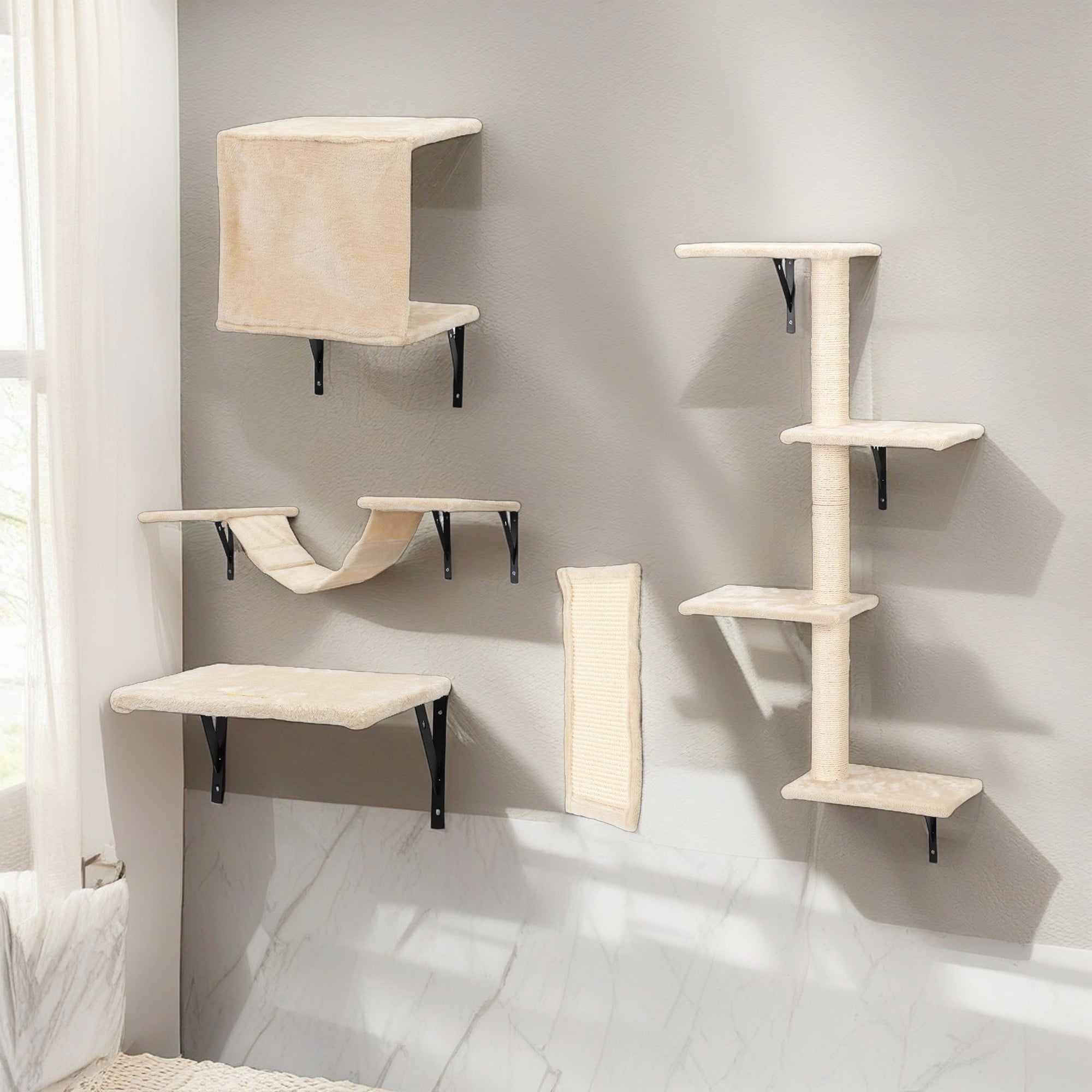 Demi Bonn Cat Wall Shelves and Perches Set for 5, Cat Tower for Adult ...