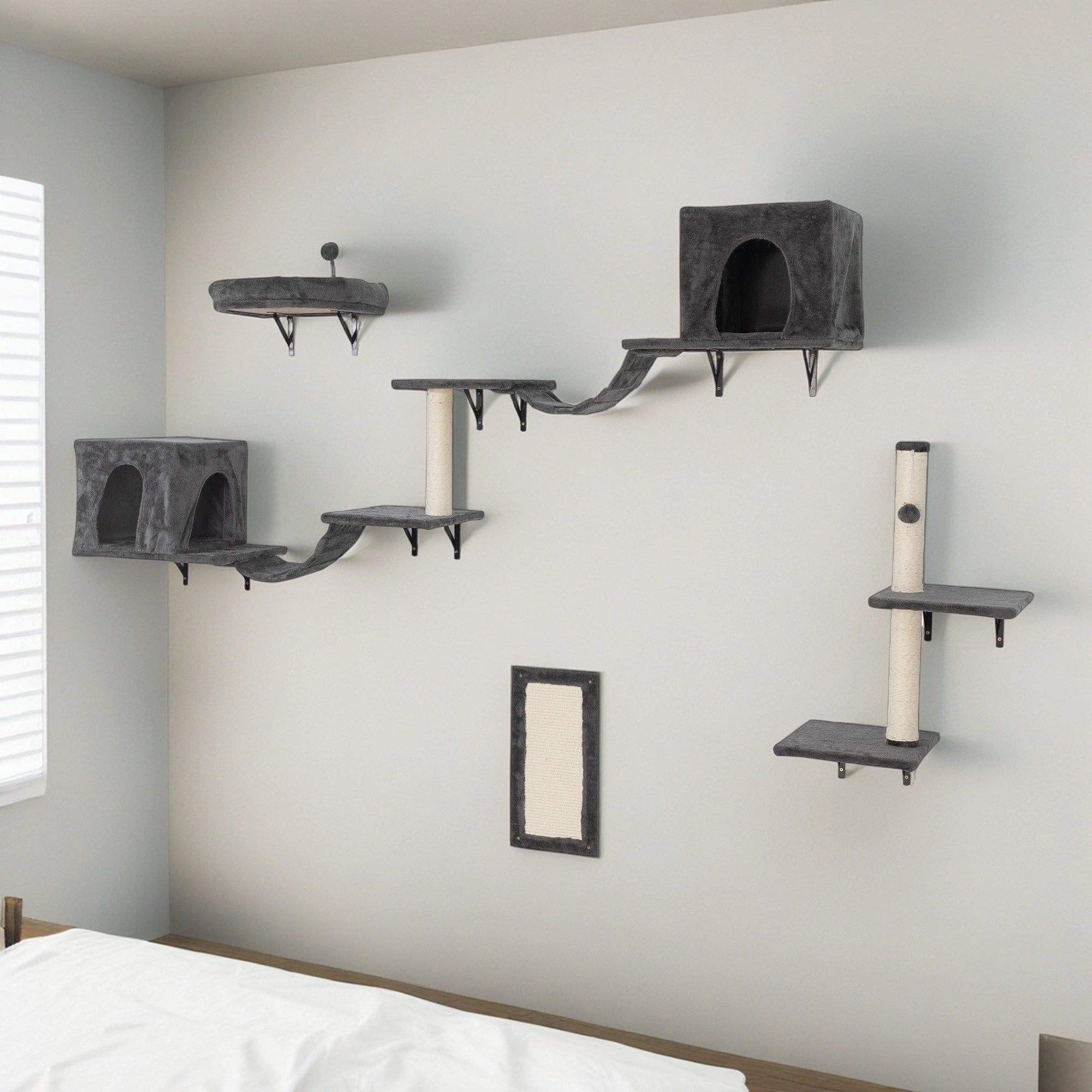 Demi Bonn Cat Wall Shelves and Perches Set for 6, Cat Tree House for ...