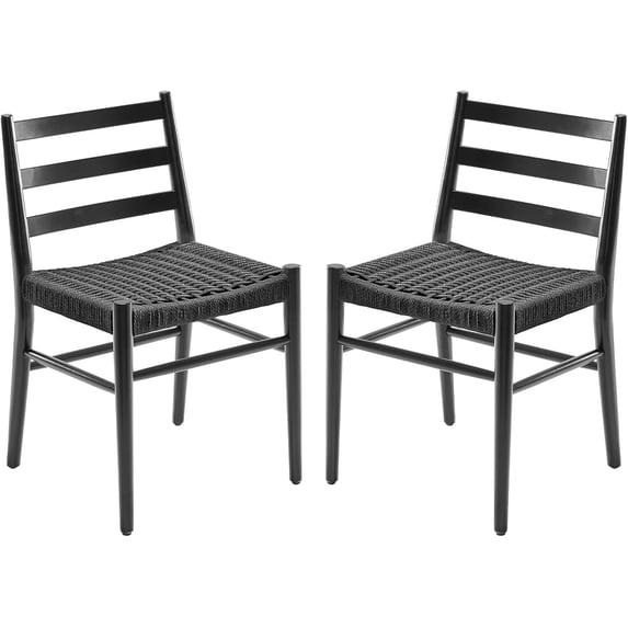Demi Bonn Dining Chairs Set of 2 - Woven Rope Seat, Sturdy Metal Frame ...