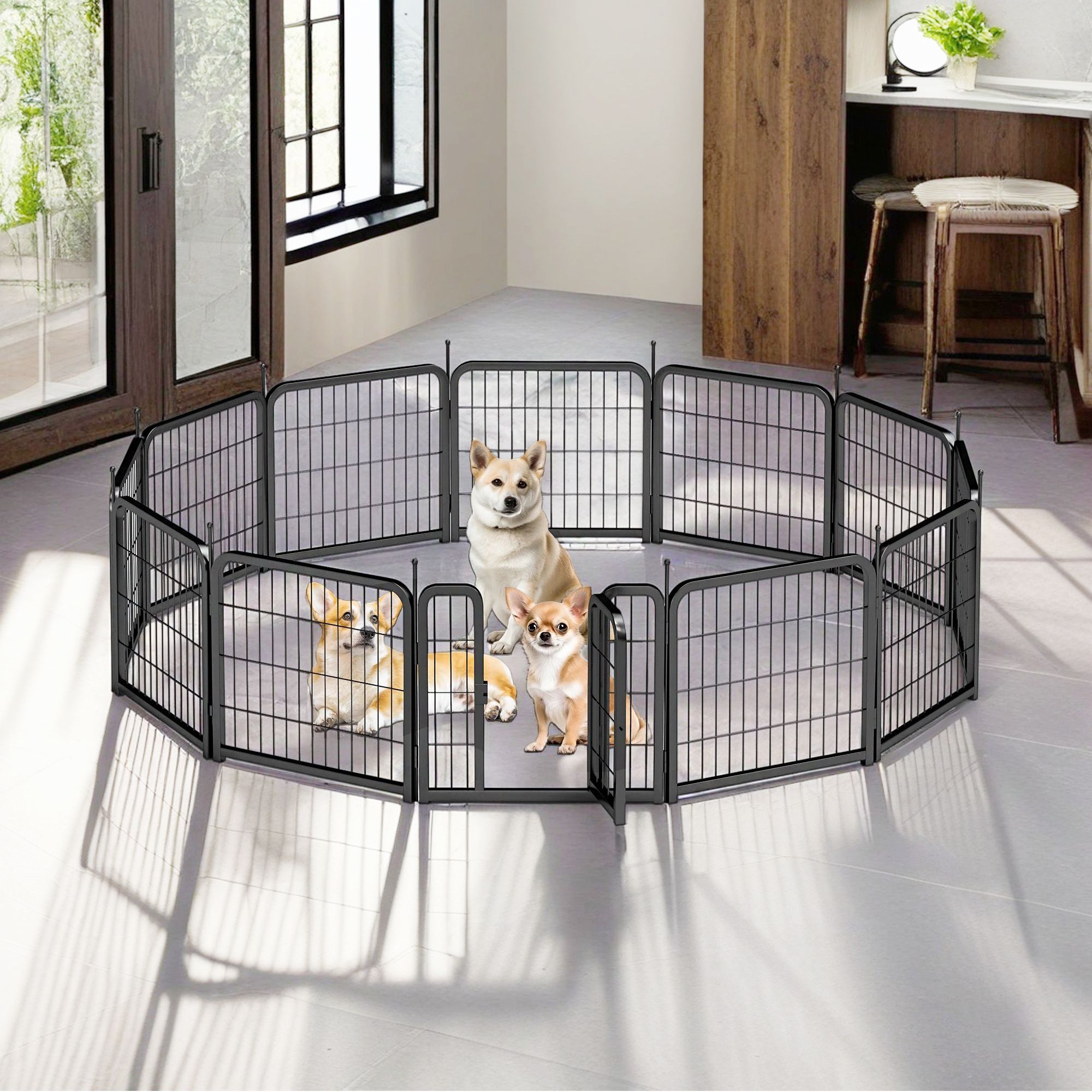Demi Bonn Dog Playpen Outdoor, 12 Panel Dog Fence 24" Pet Pen for Puppy ...