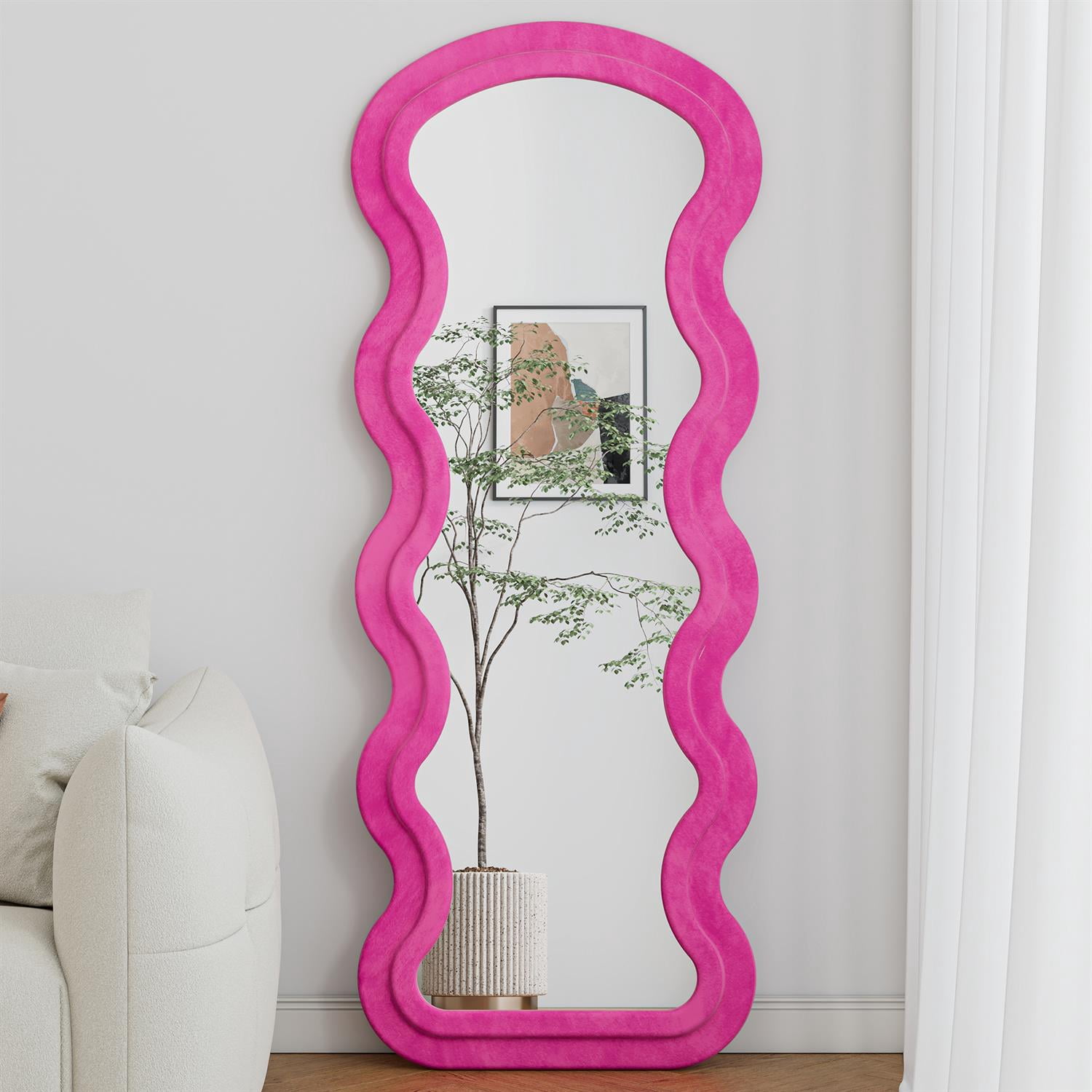 Demi Bonn Flannel Full Length Mirror, Sponge-Wrapped, Wave Design ...