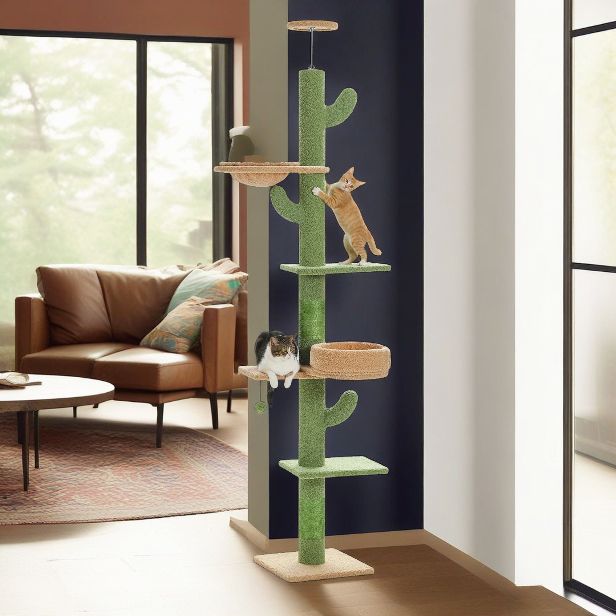 Demi Bonn Floor to Ceiling Cat Tree Cat Tower with 87"-100" Adjustable ...