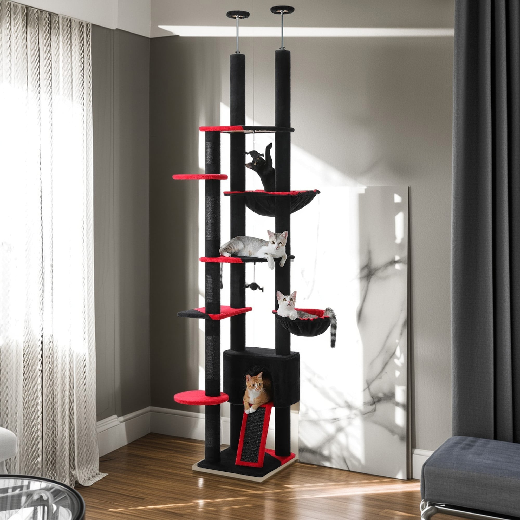 Demi Bonn Floor to Ceiling Cat Tree Tower Ajustable Height (90.5''~100. ...