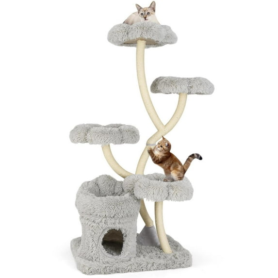 Pefilos Freestanding Cat Tower, 4 Flower-shaped Platforms, Sisal ...