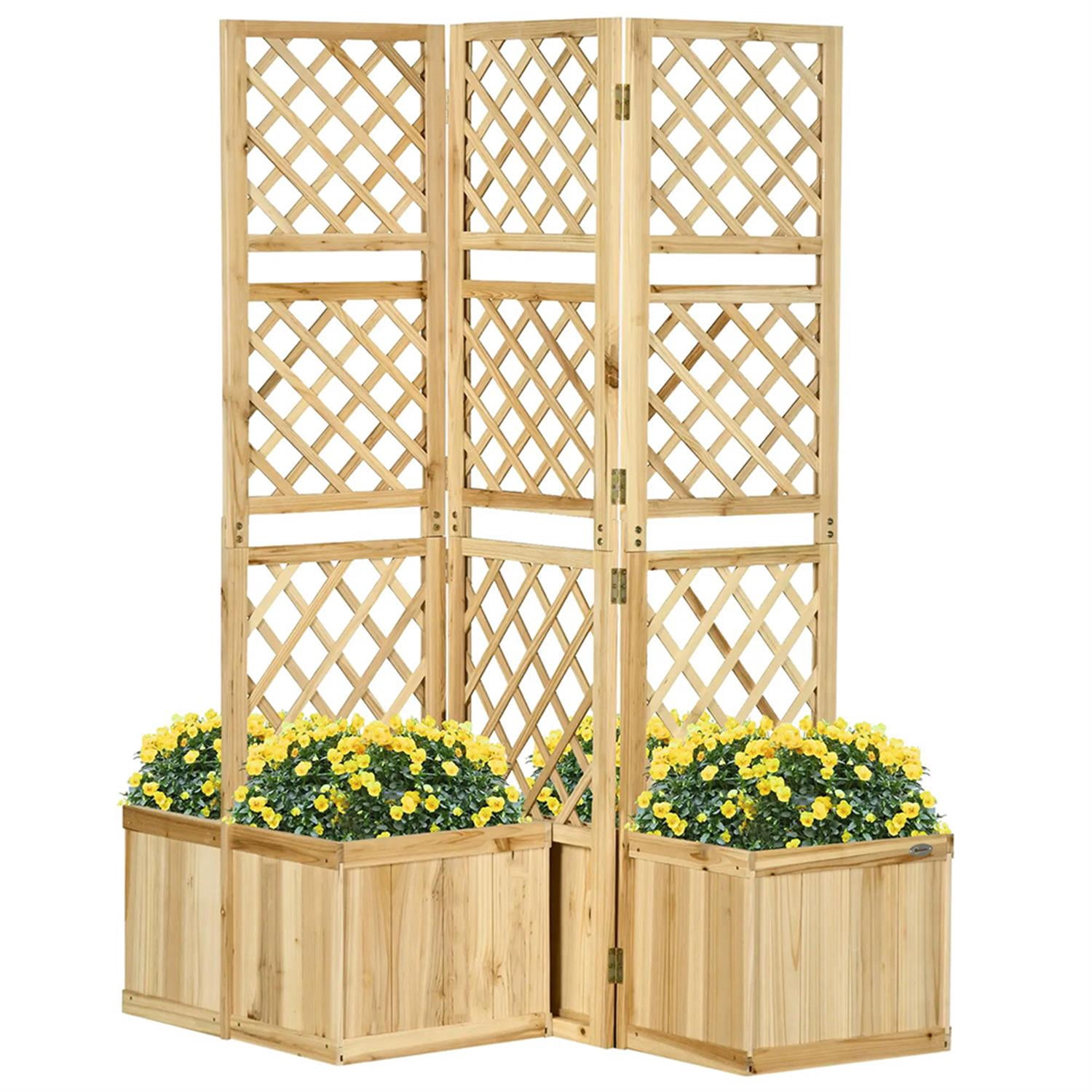 Demi Bonn Freestanding Outdoor Privacy Screen with 4 Self-Draining ...
