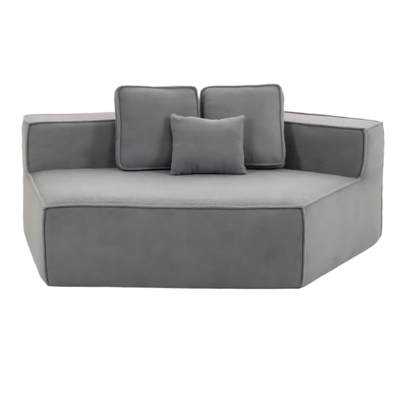 Demi Bonn Gray Teddy Fleece Single Sofa Chair, All-Foam Support, Three ...