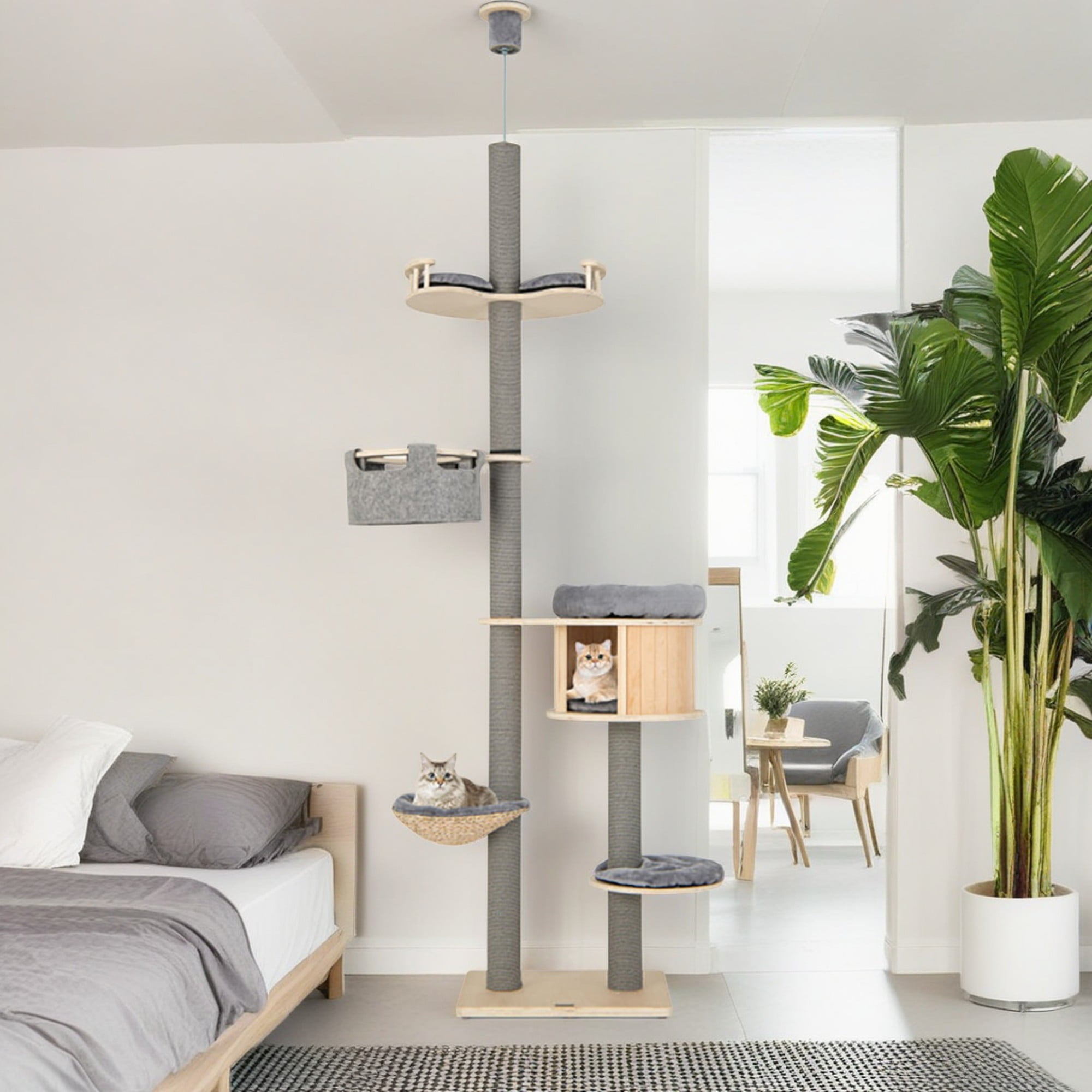 Demi Bonn Height (100"-110") Adjustable Floor to Ceiling Cat Tree, 6 ...