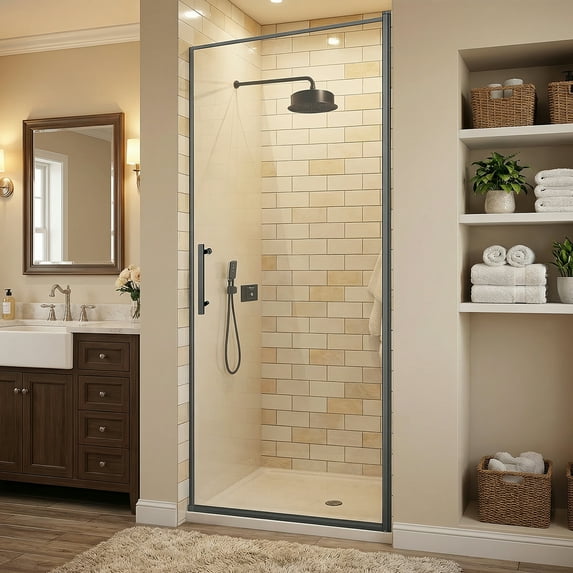 Demi Bonn Pivot Swing All-Sealed Shower Door, 36x72 Inch 1/4" Thick ...