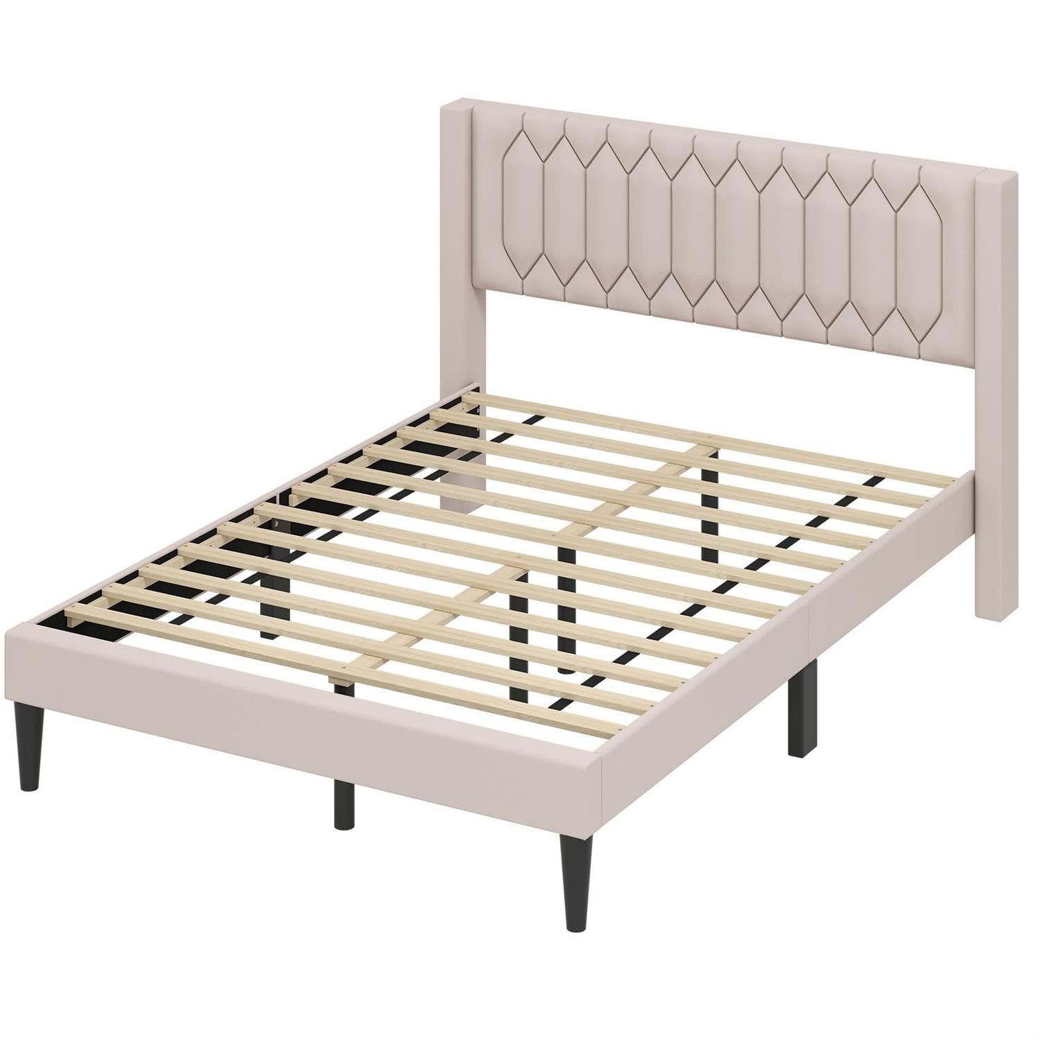 Demi Bonn Queen Size Dutch Linen Upholstered Platform Bed, Wingback ...