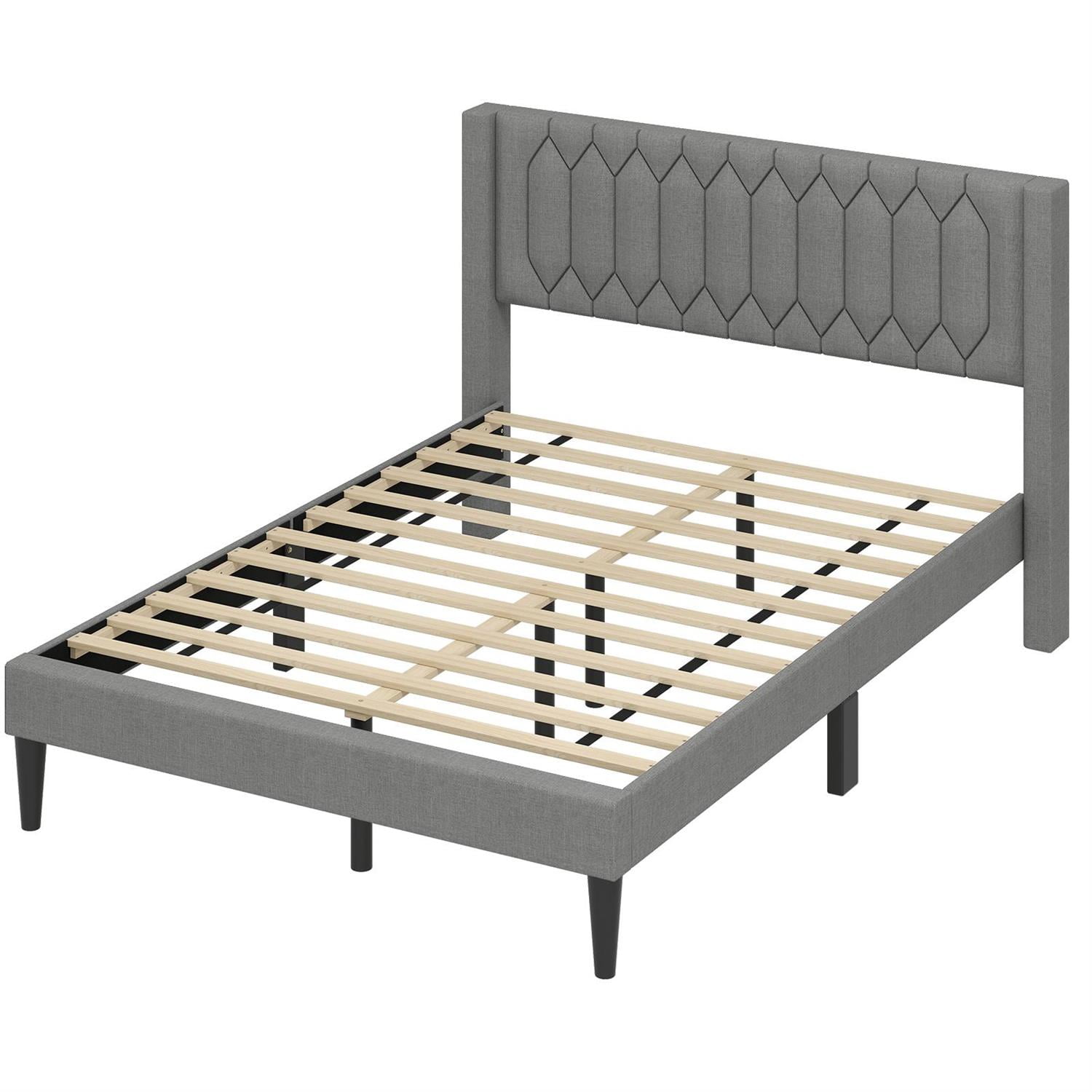 Demi Bonn Queen Size Dutch Linen Upholstered Platform Bed, Wingback ...