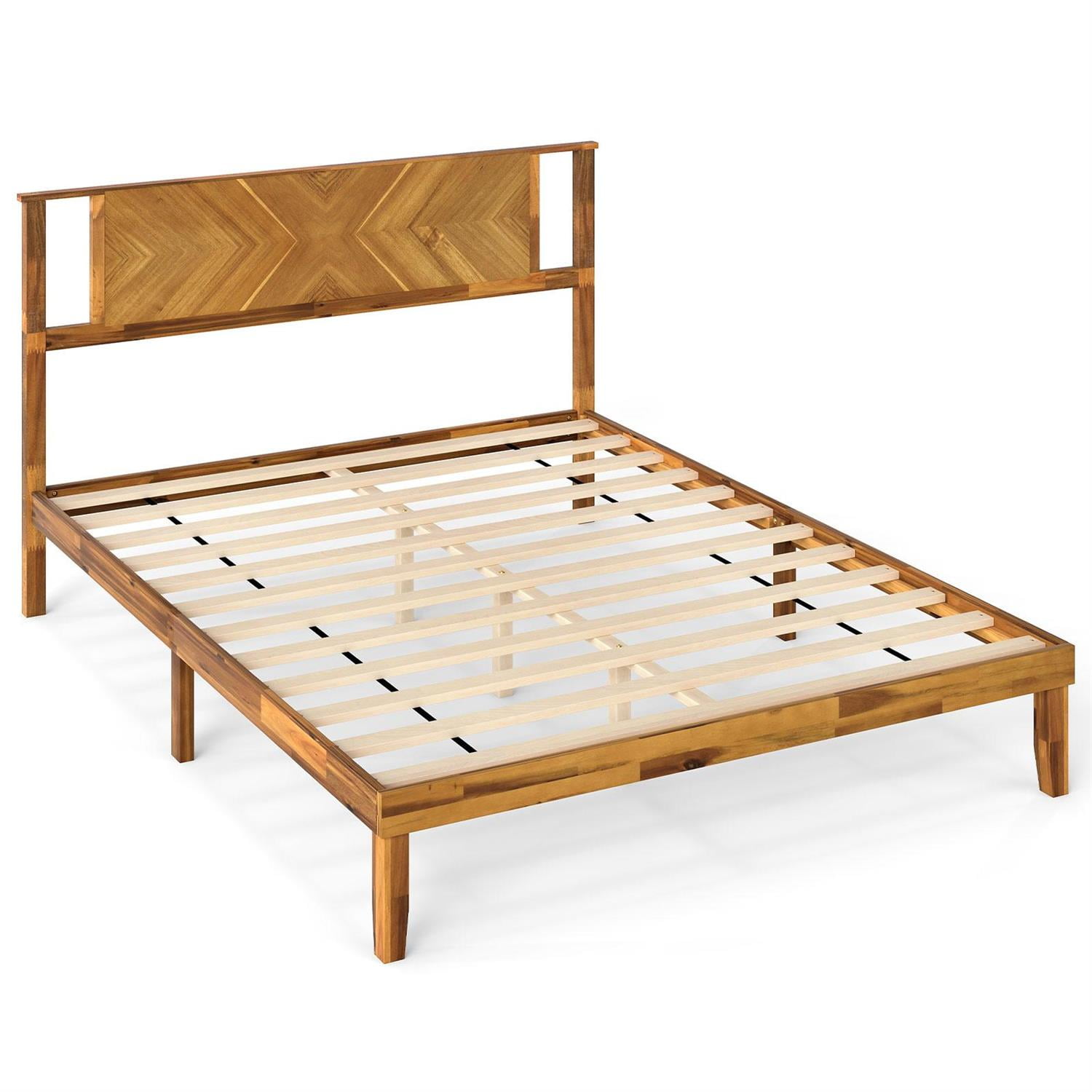 Demi Bonn Queen Size Mid-Century Acacia Wood Platform Bed, Natural Wood ...