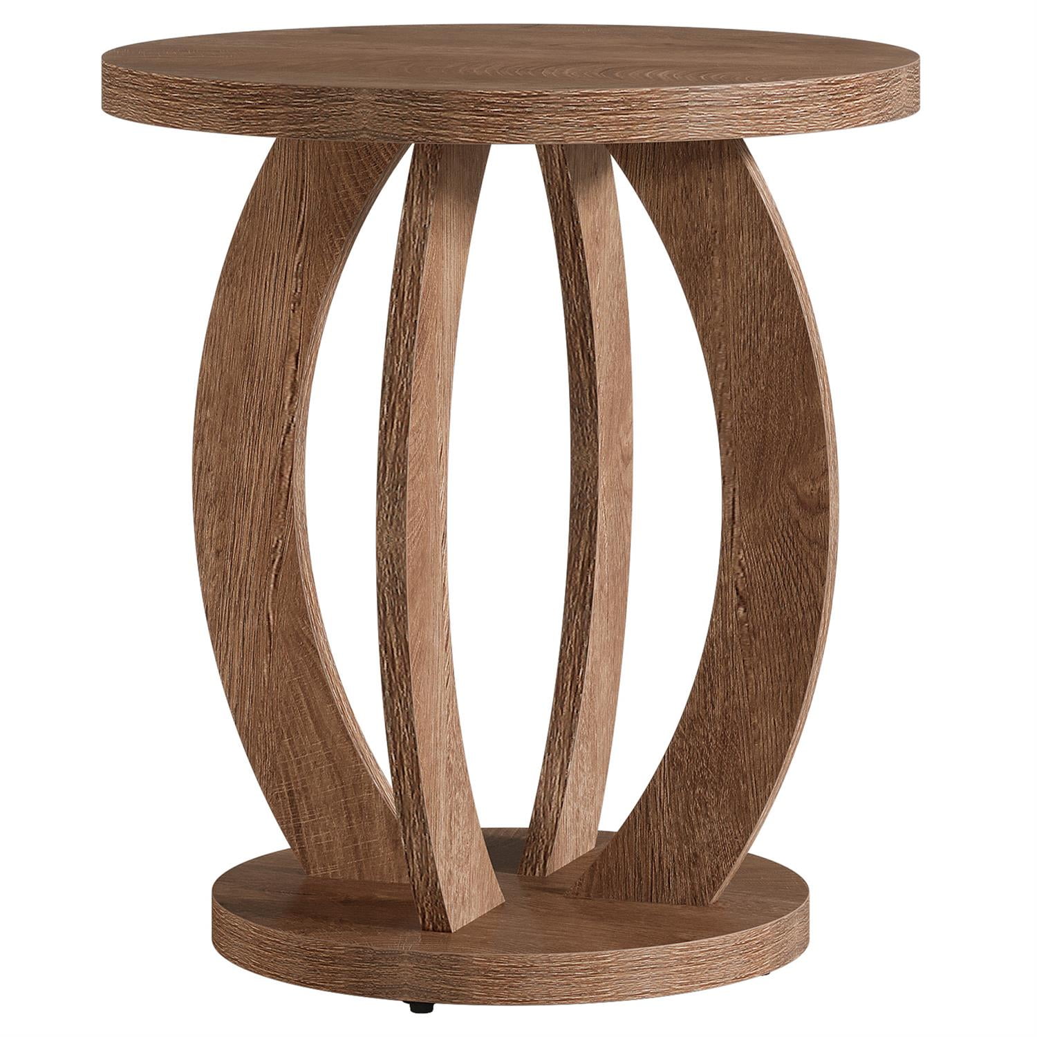 Demi Bonn Round Farmhouse End Table - Hidden Storage Compartment ...