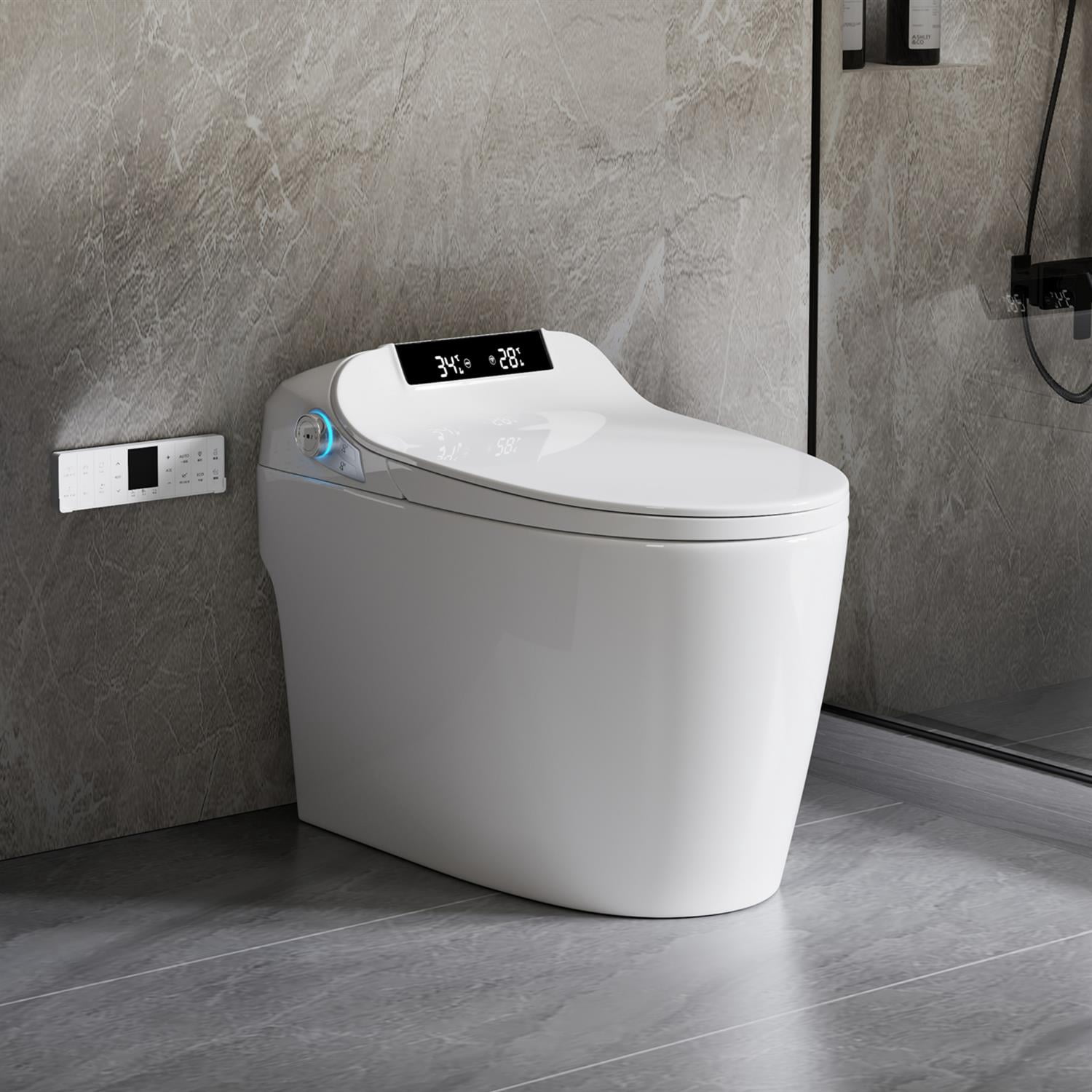 Demi Bonn Smart Toilet Bidet Combo - Foot sensor for cover/seat, self ...
