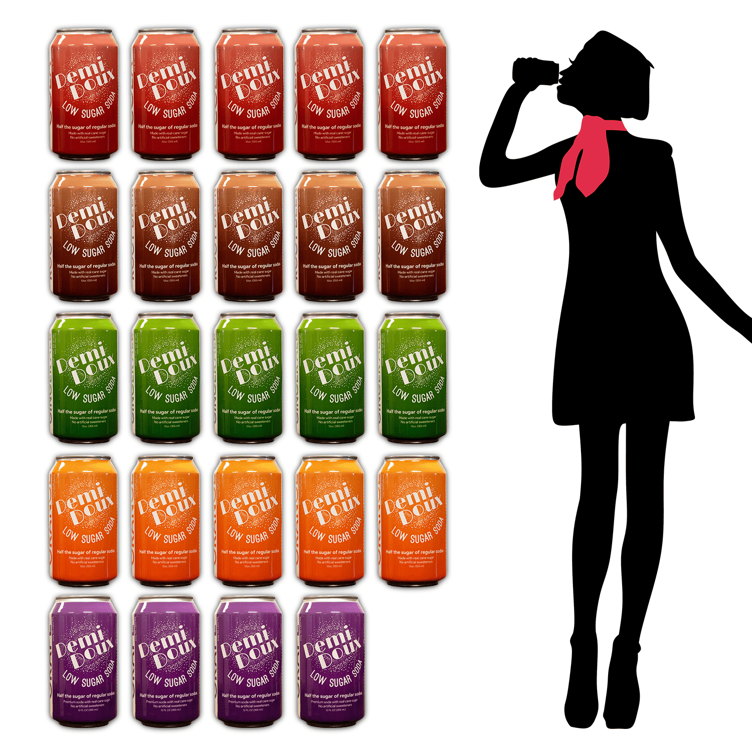 Demi Doux Diet Low Sugar Soda Variety Large 24-pack (Cola, Orange ...