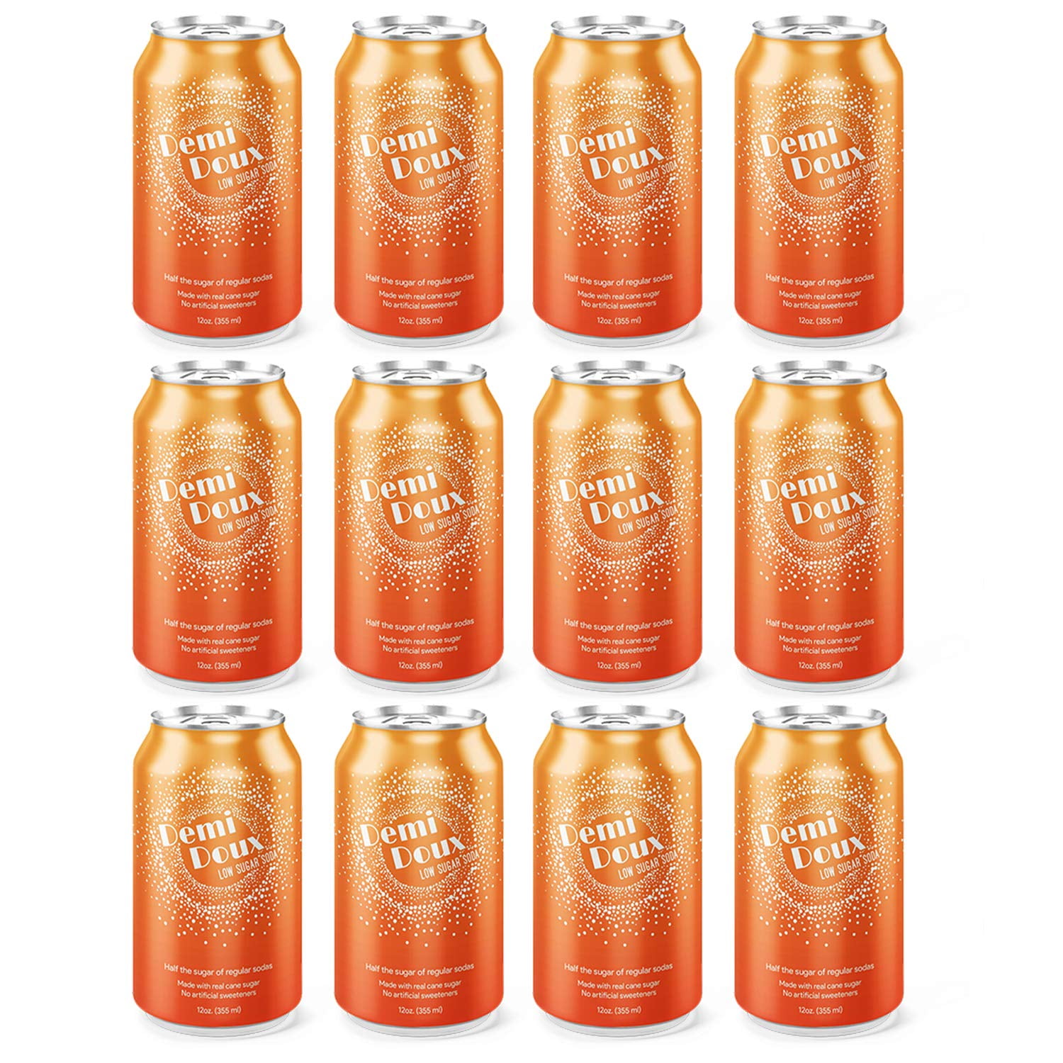 Demi Doux Low Sugar Diet Orange Soda, 12 Pack, Made with Cane Sugar ...