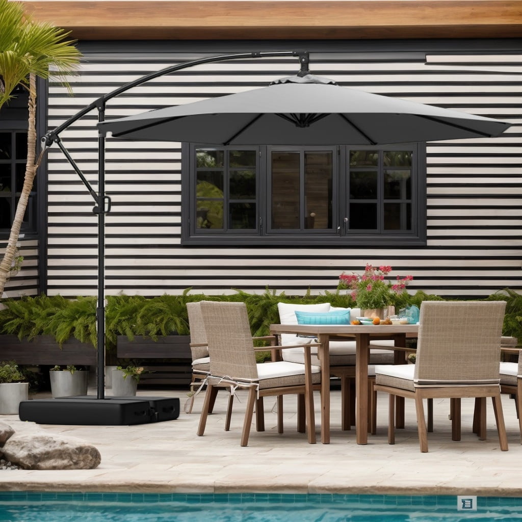 Demifill 10 Feet Offset Hanging Umbrella, Shade with Base and Infinite ...