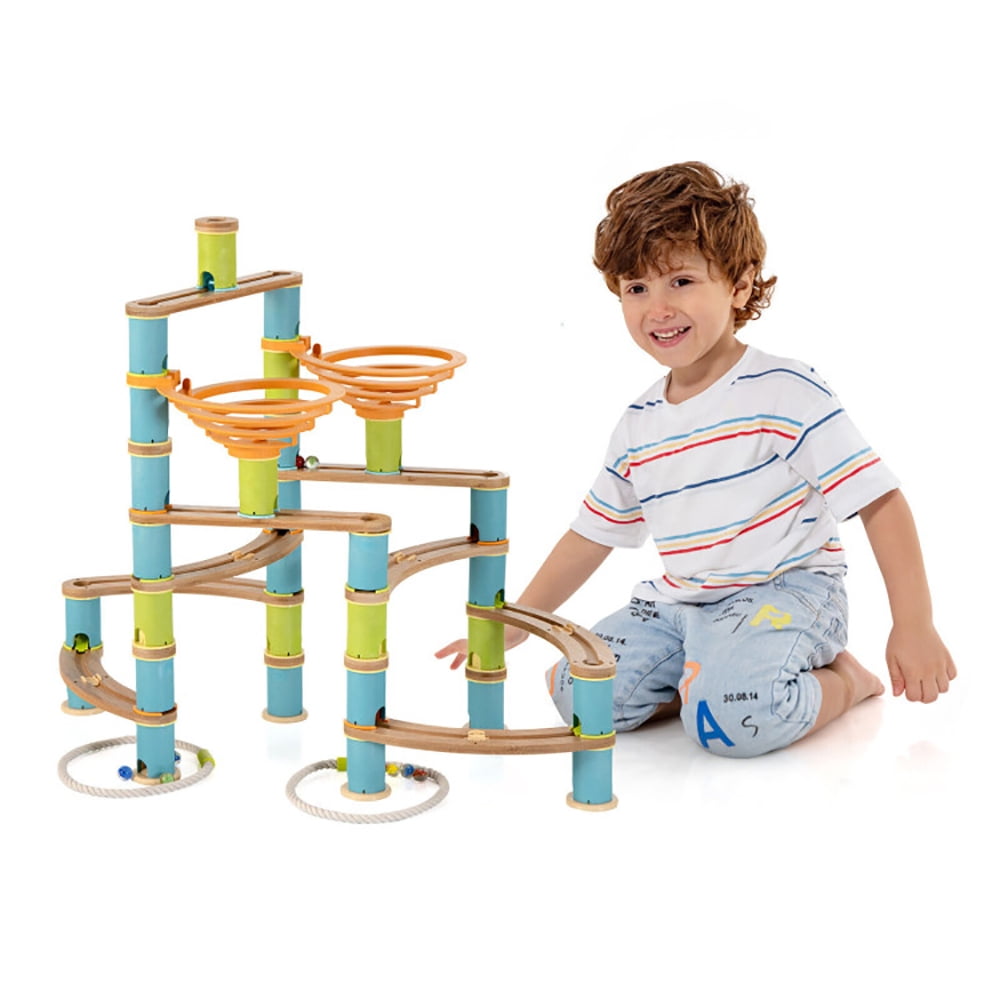Demifill 162 Pieces Bamboo Marble Run Educational Learning Toy Set ...