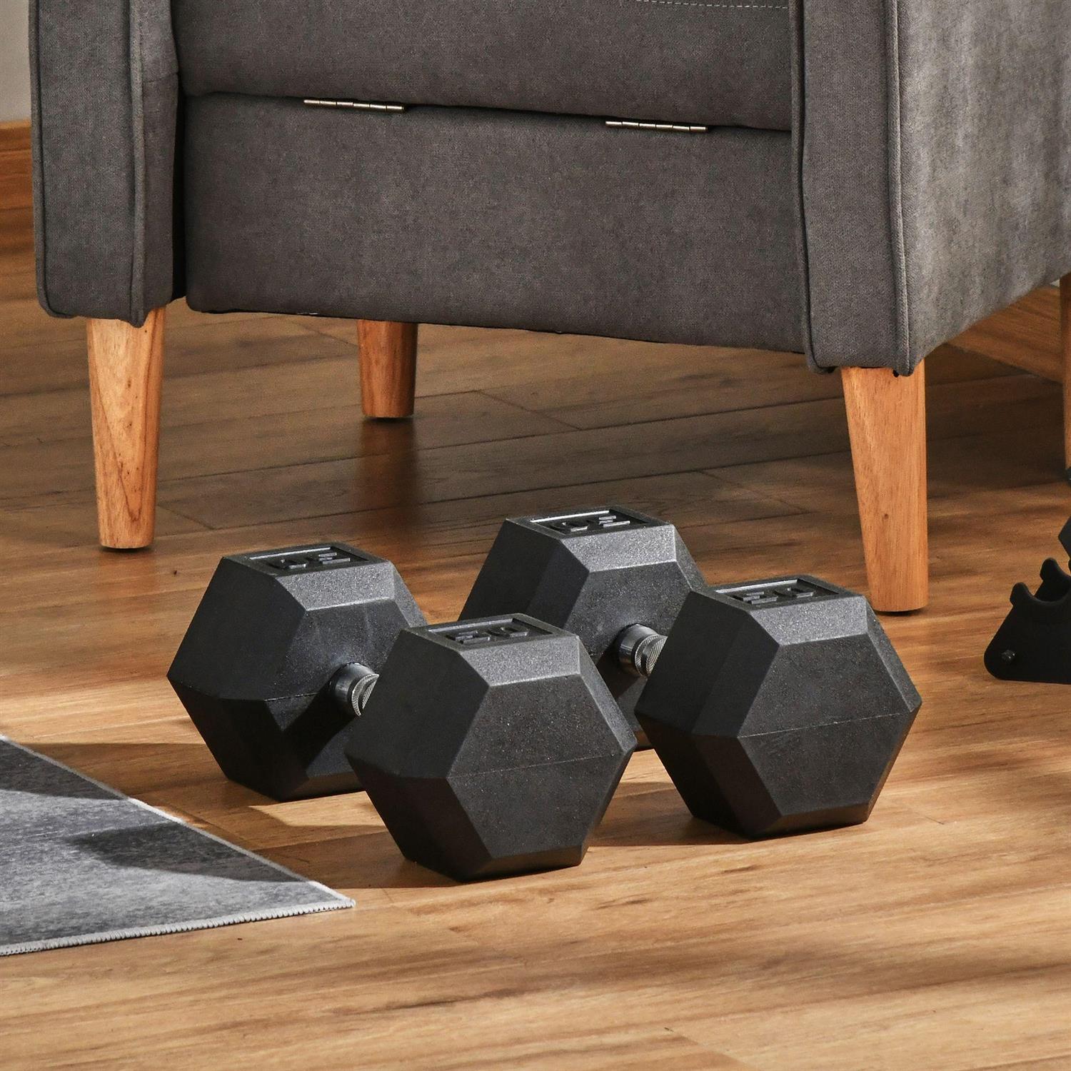 Demifill 2 x 50lbs Dumbbell Set of 2 Heavy Duty Rubber Weights with Non ...