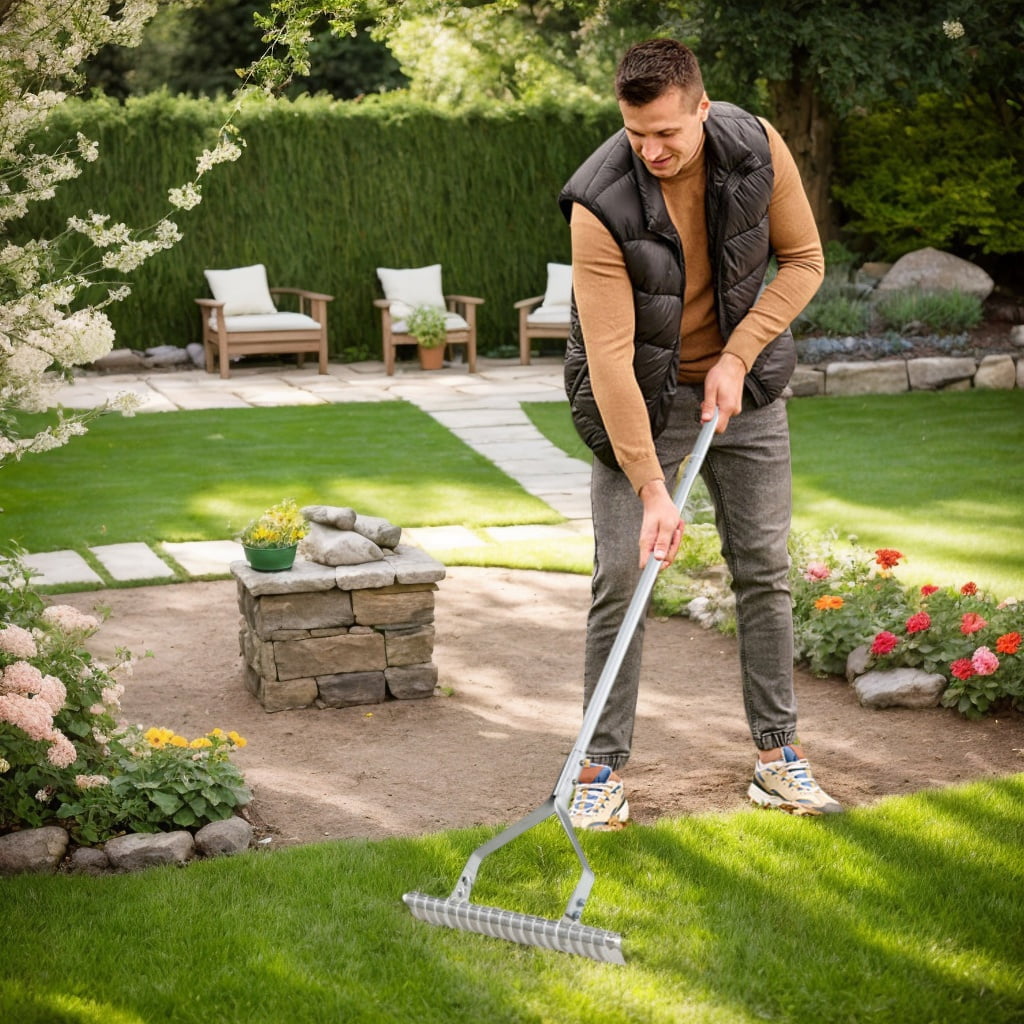 Demifill 20 Inches Wide Aluminum Lawn Loosening Soil Rake, Lawn Rake ...