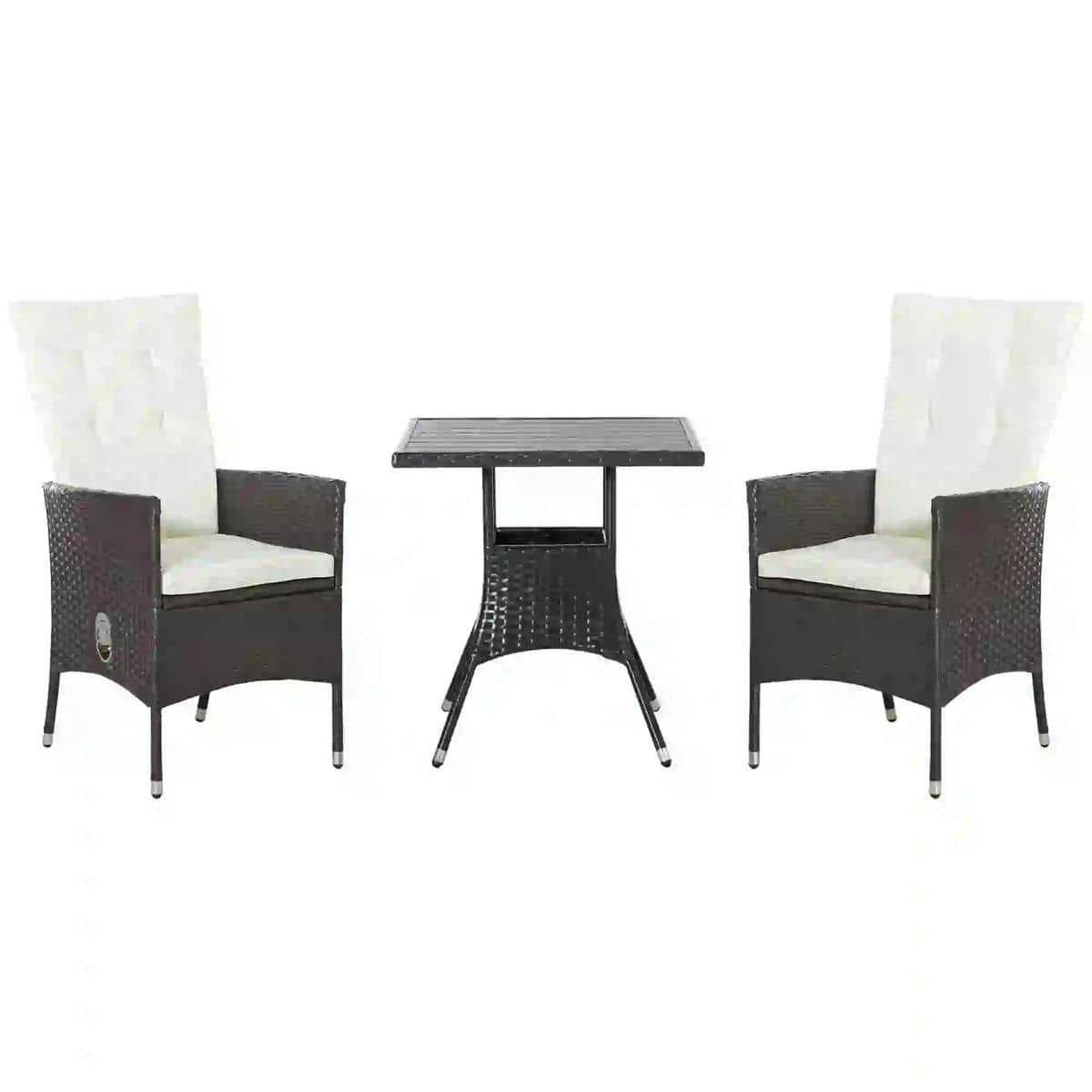 Demifill 3 Piece Patio Bistro Set, PE Wicker Furniture Conversation Set ...