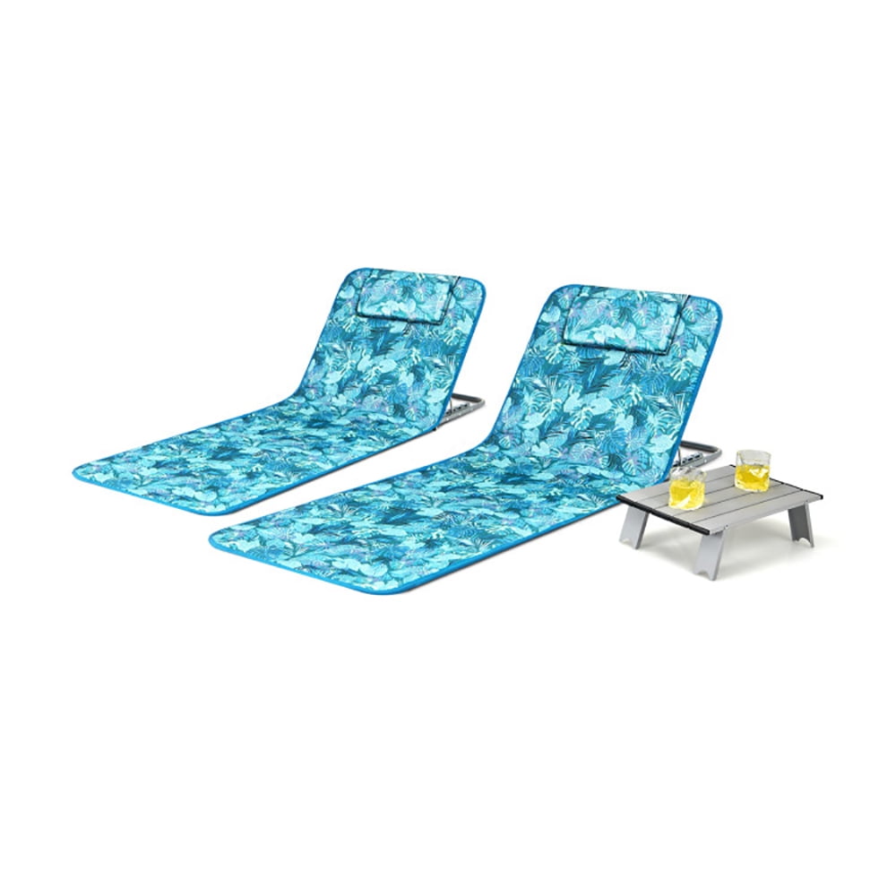 Demifill 3 Pieces Beach Lounge Chair Mat Set, 2 Adjustable Lounge ...