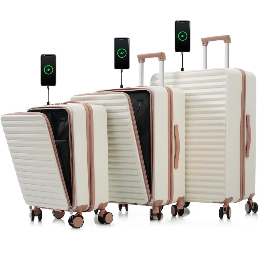Demifill 3 Pieces Luggage Sets20/24/28", 20 "24" Luggage with Front ...