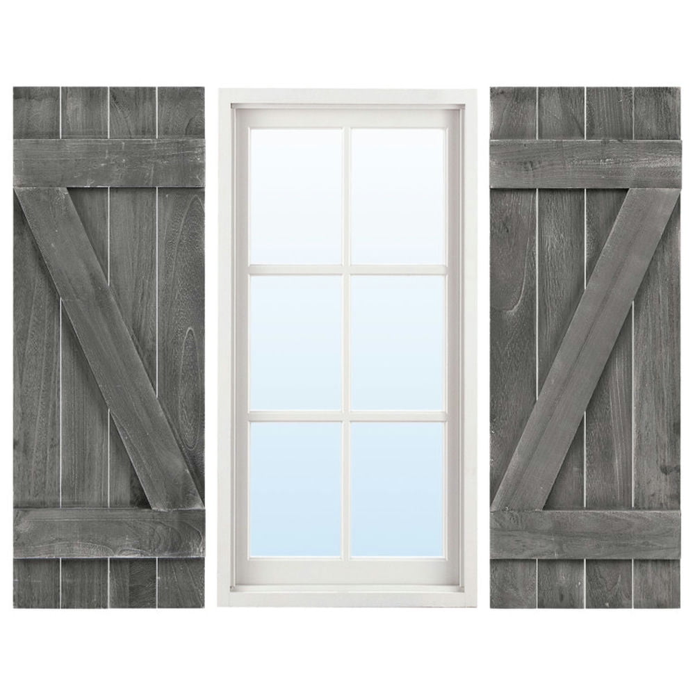 Demifill 36 x 13 Inch Light Weight Wood Shutters, Farmhouse Paulownia ...