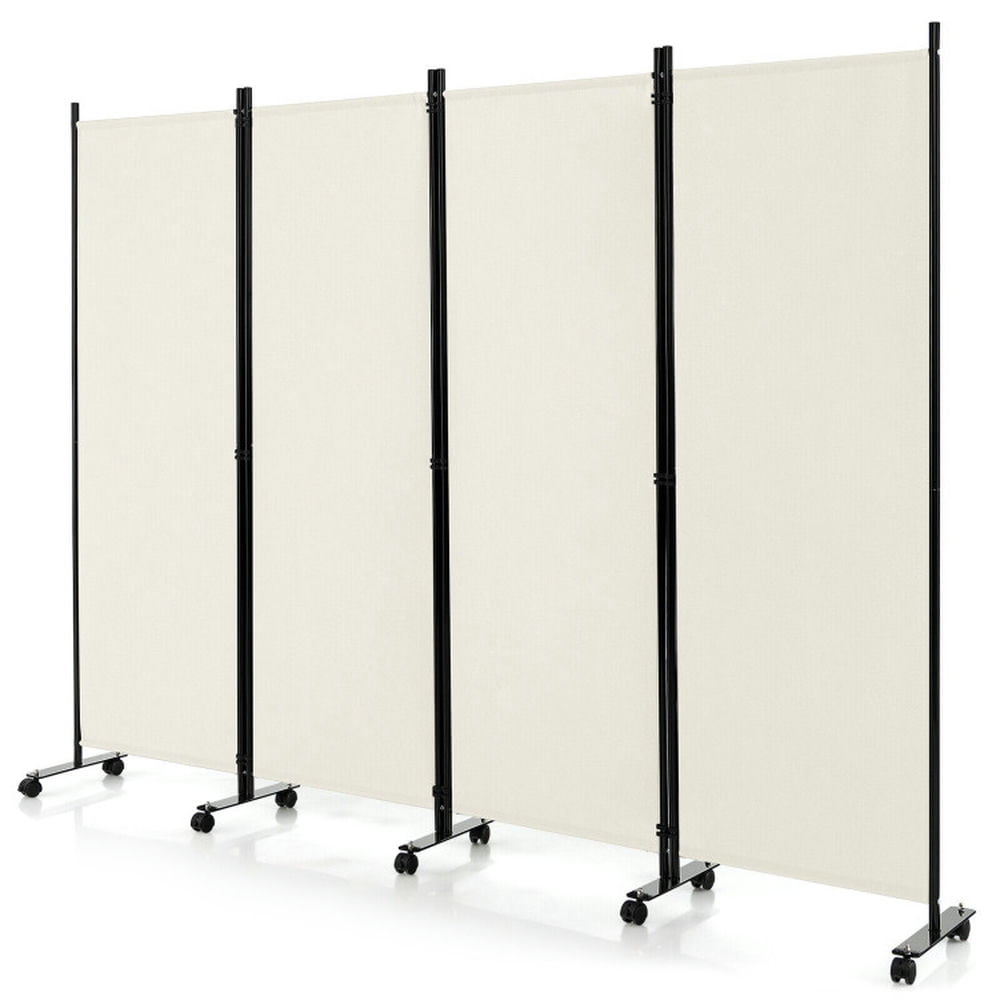 Demifill 6 FT Rolling Privacy Screen with Lockable Wheels, 4 Panels ...