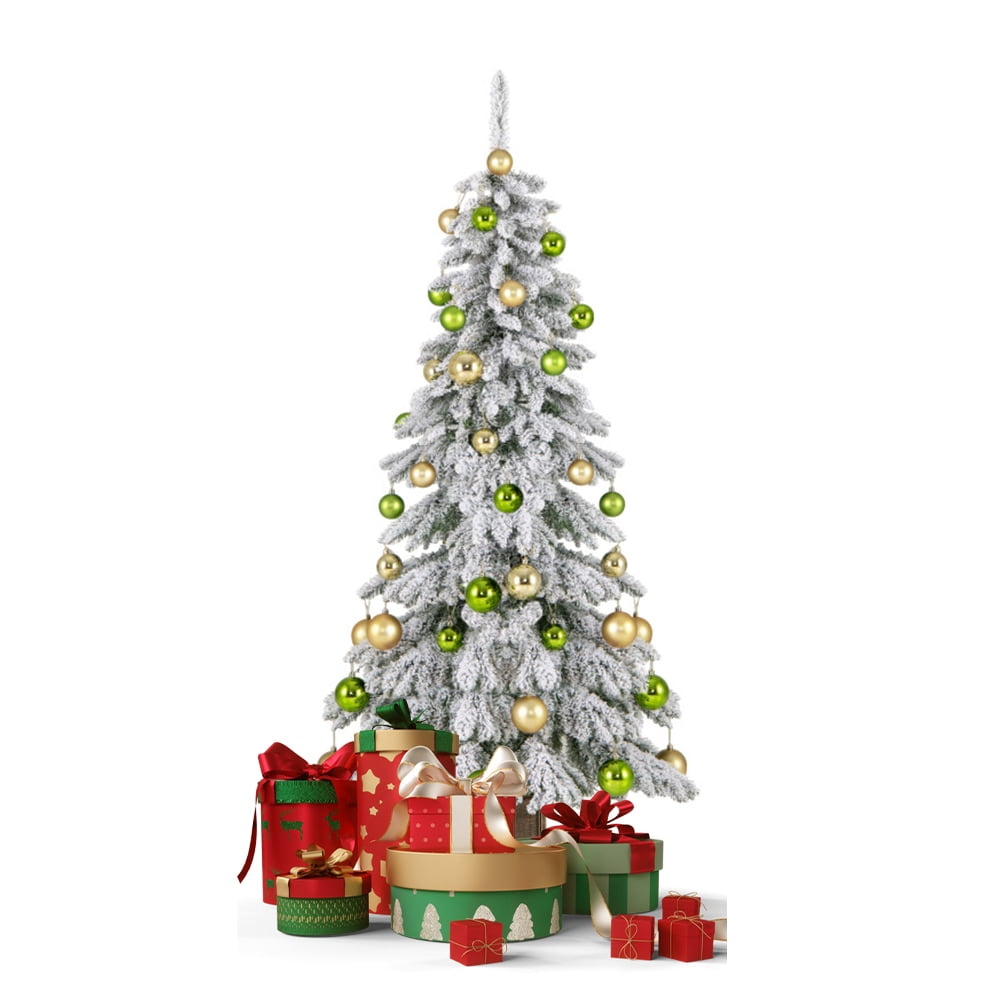 Demifill 6 Feet Christmas Tree with 589 Flocked Branch Tips, Artificial ...