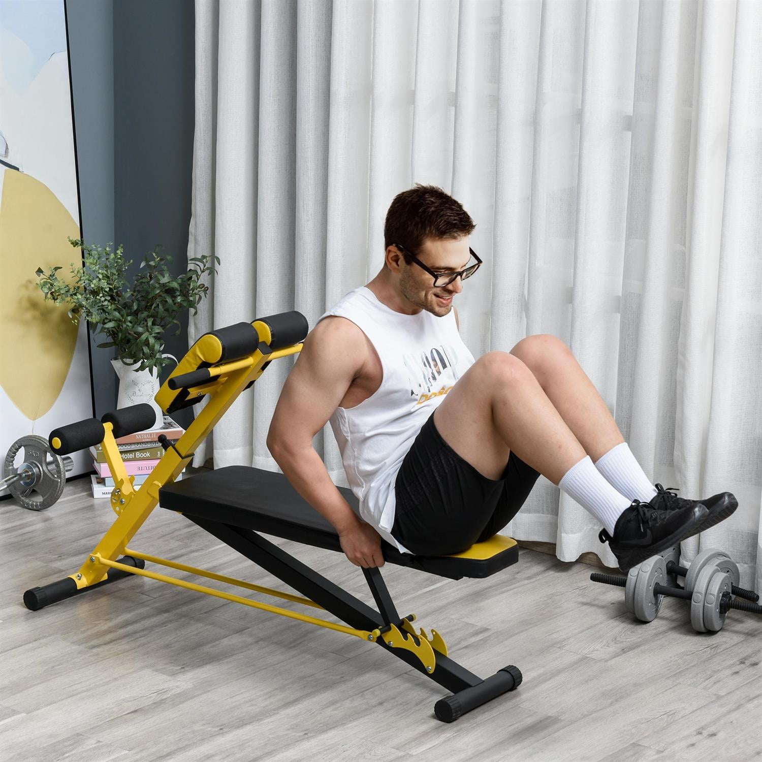 Demifill Adjustable Hyper Extension Dumbbell Weight Bench - Yellow ...