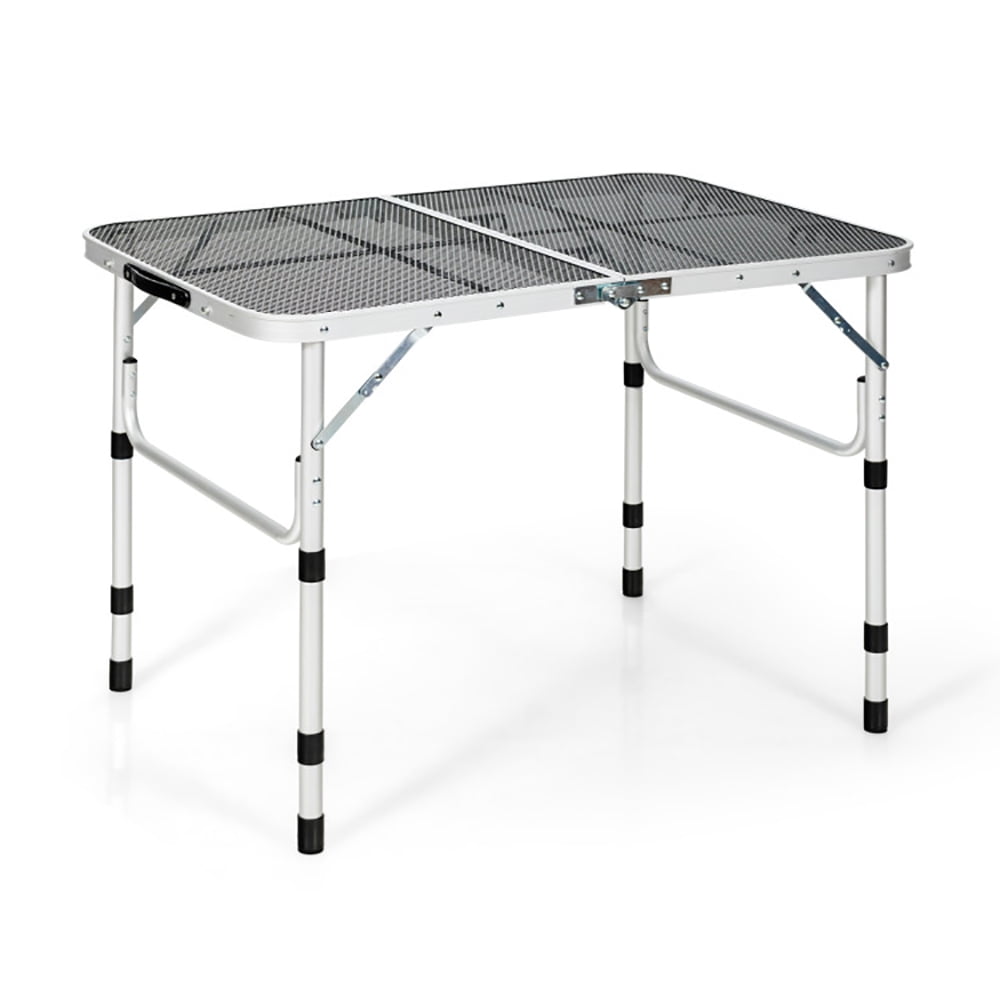 Demifill Aluminum Grill Table with Iron Mesh Top, 4 Adjustable Heights ...