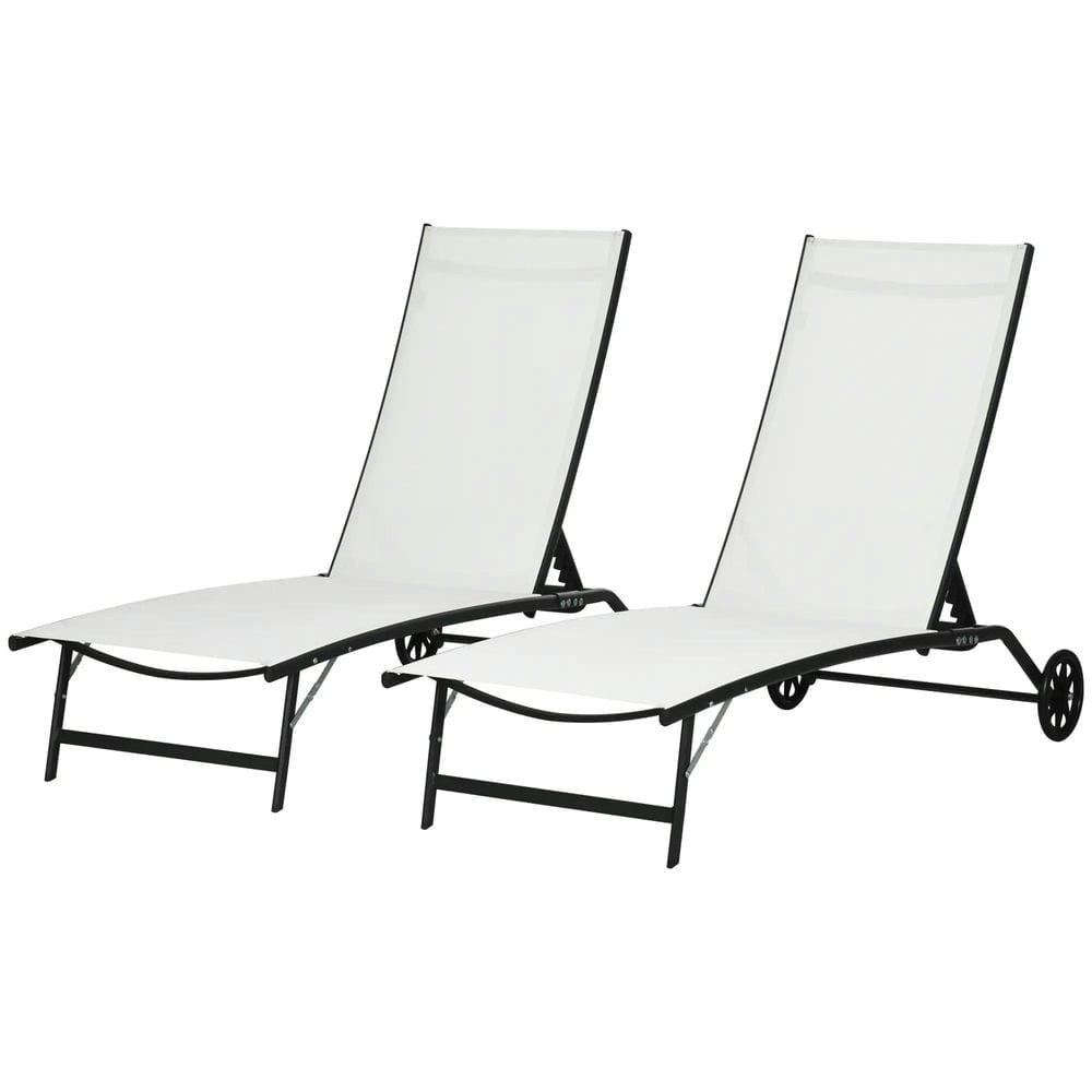 Demifill Chaise Lounge with Wheels, 2 Pcs Lounge Chair, Tanning Chair ...