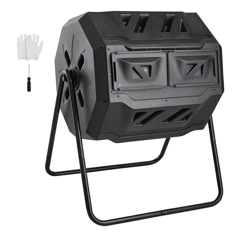 Demifill Compost Bin, 43-Gal Dual Chamber Composting Tumbler, Large ...