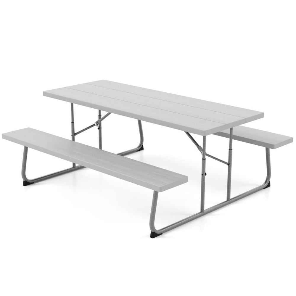 Demifill Folding Picnic Table Set with Metal Frame, Outdoor Camping ...