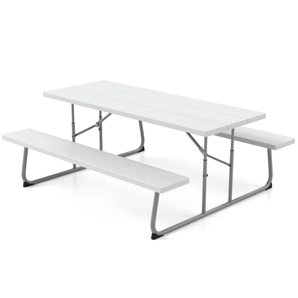 Demifill Folding Picnic Table Set with Metal Frame, Outdoor Camping ...