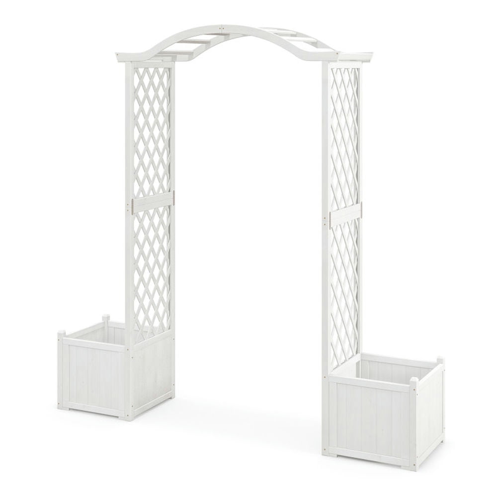 Demifill Garden Arbor with Beams and Trellis, Wooden Planter Box with ...