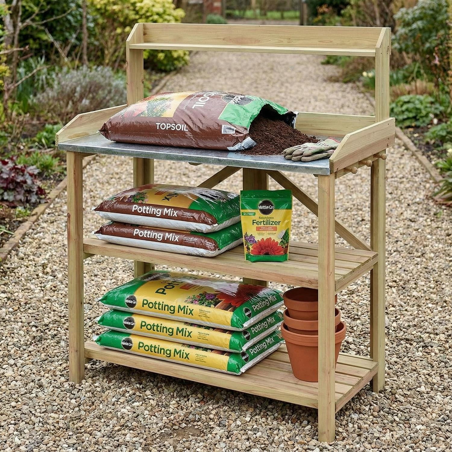 Demifill Garden Wooden Plant Bench Work Station, Potting Benches ...