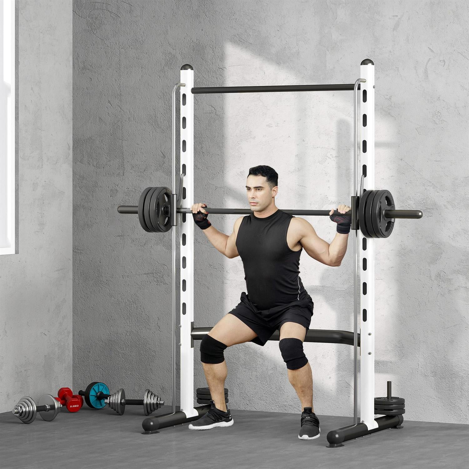 Demifill Multi-Function Weight Lifting Half Rack - White, Squat Rack ...