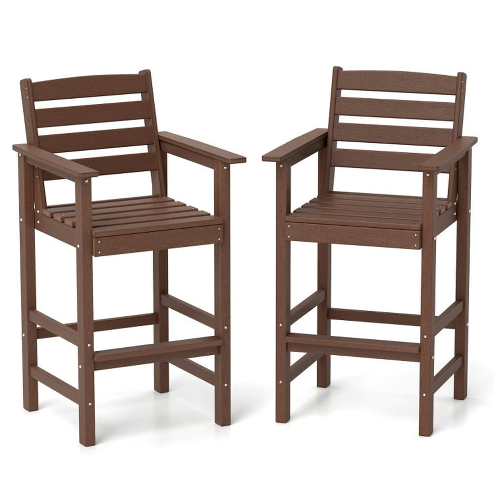 Demifill Patio HDPE Adirondack Bar Chairs Set of 2 with Wide Armrests ...