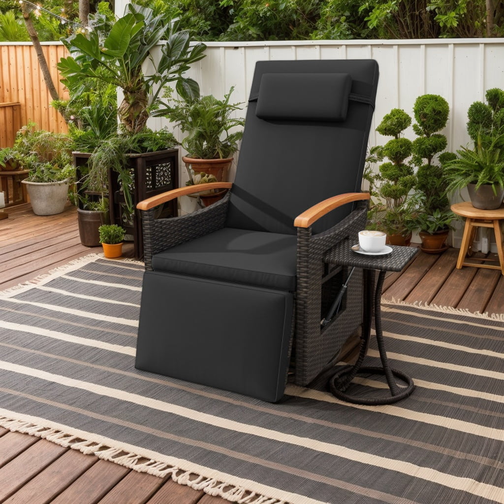Demifill Patio Rattan 360° Swivel Recliner Chair, Recliner Chair with ...