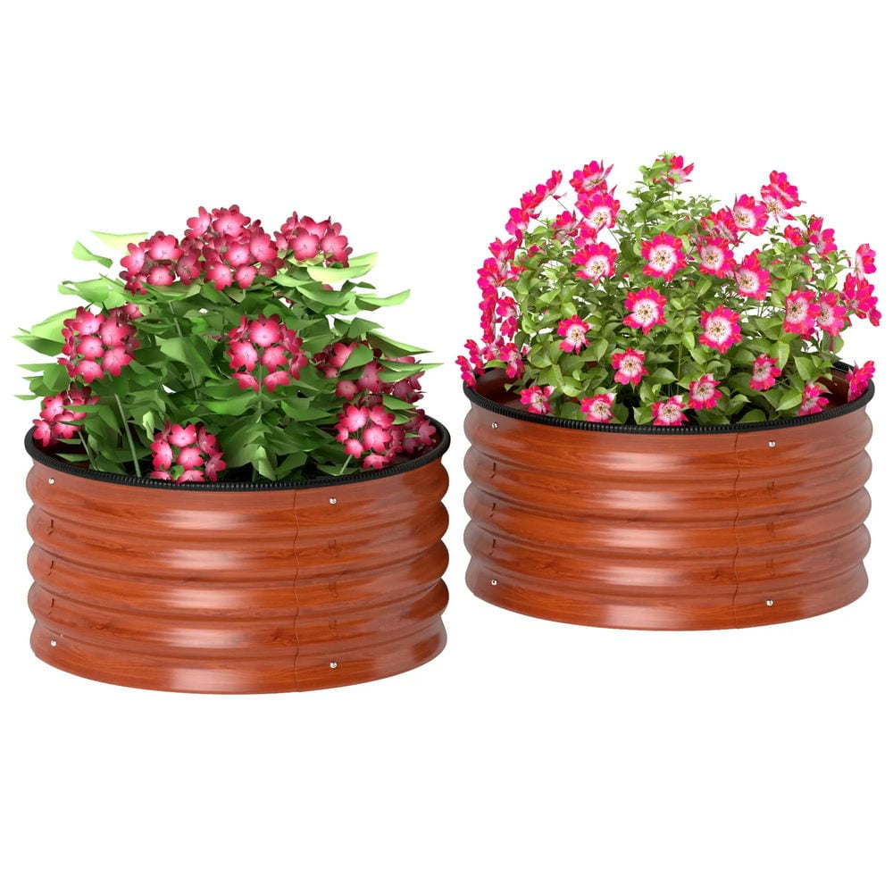 Demifill Raised Garden Bed Set of 2, Metal Planter Box with Safety ...