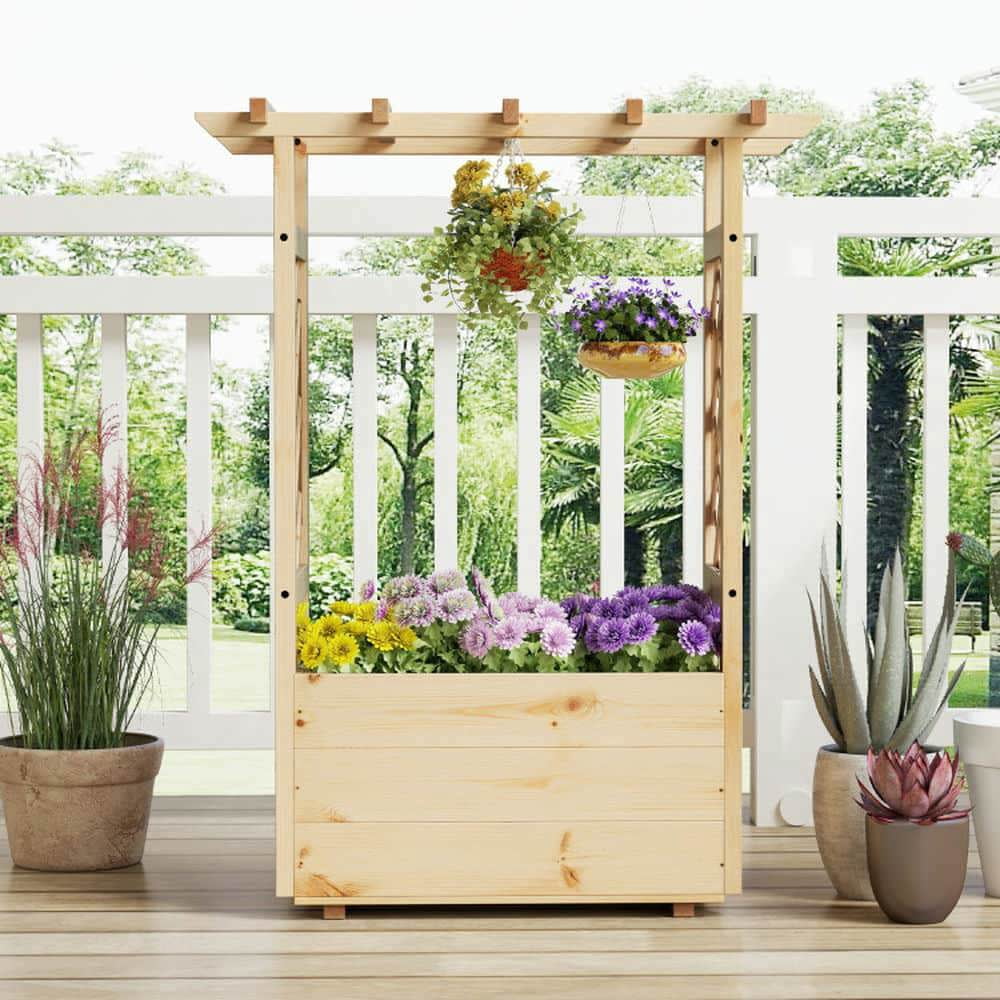 Demifill Raised Garden Bed with Hanging Roof-S, Wooden Elevated Planter ...