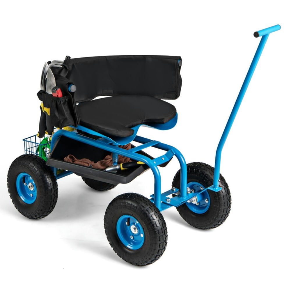 Demifill Rolling Garden Cart with Height Adjustable Swivel Seat and ...