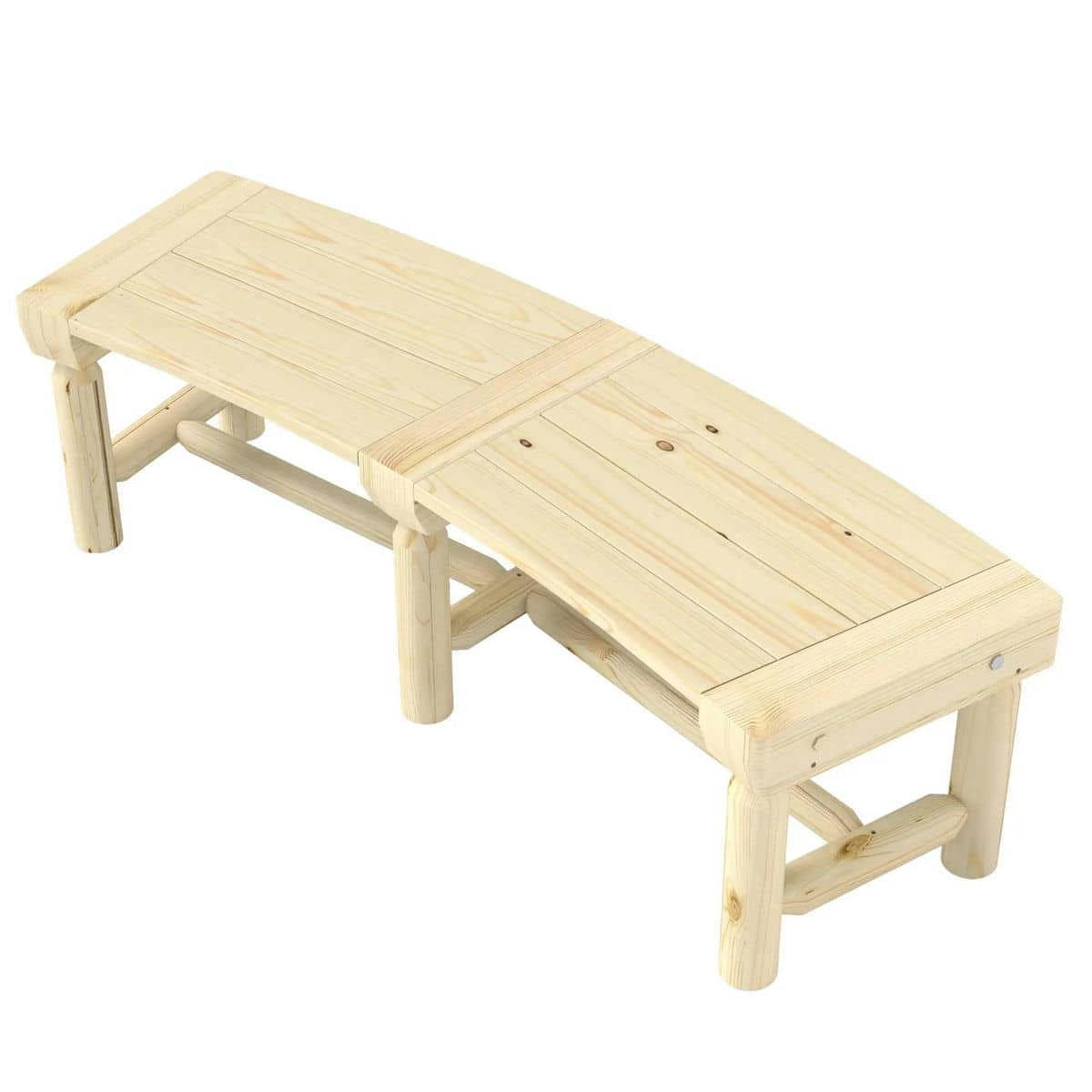 Demifill Wooden Garden Bench, Semicircular Round Outdoor Tree Bench ...
