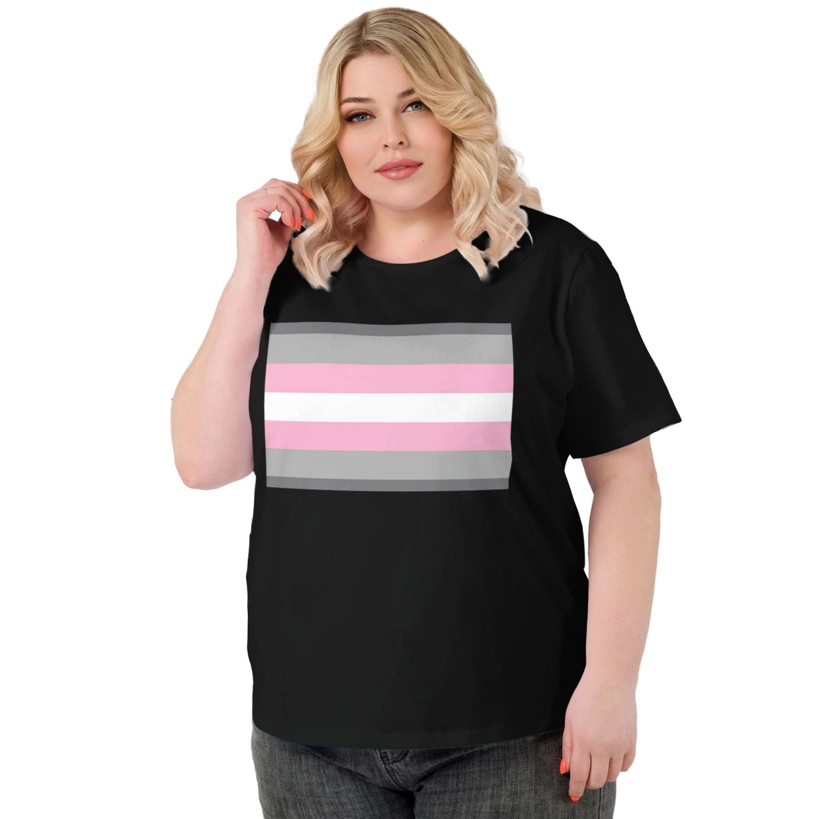 Demigirl Pride Flag Lgbtq Women'S Plus-Size Short Sleeve Crew Neck Tee Casual T-Shirt Loose Fit ...