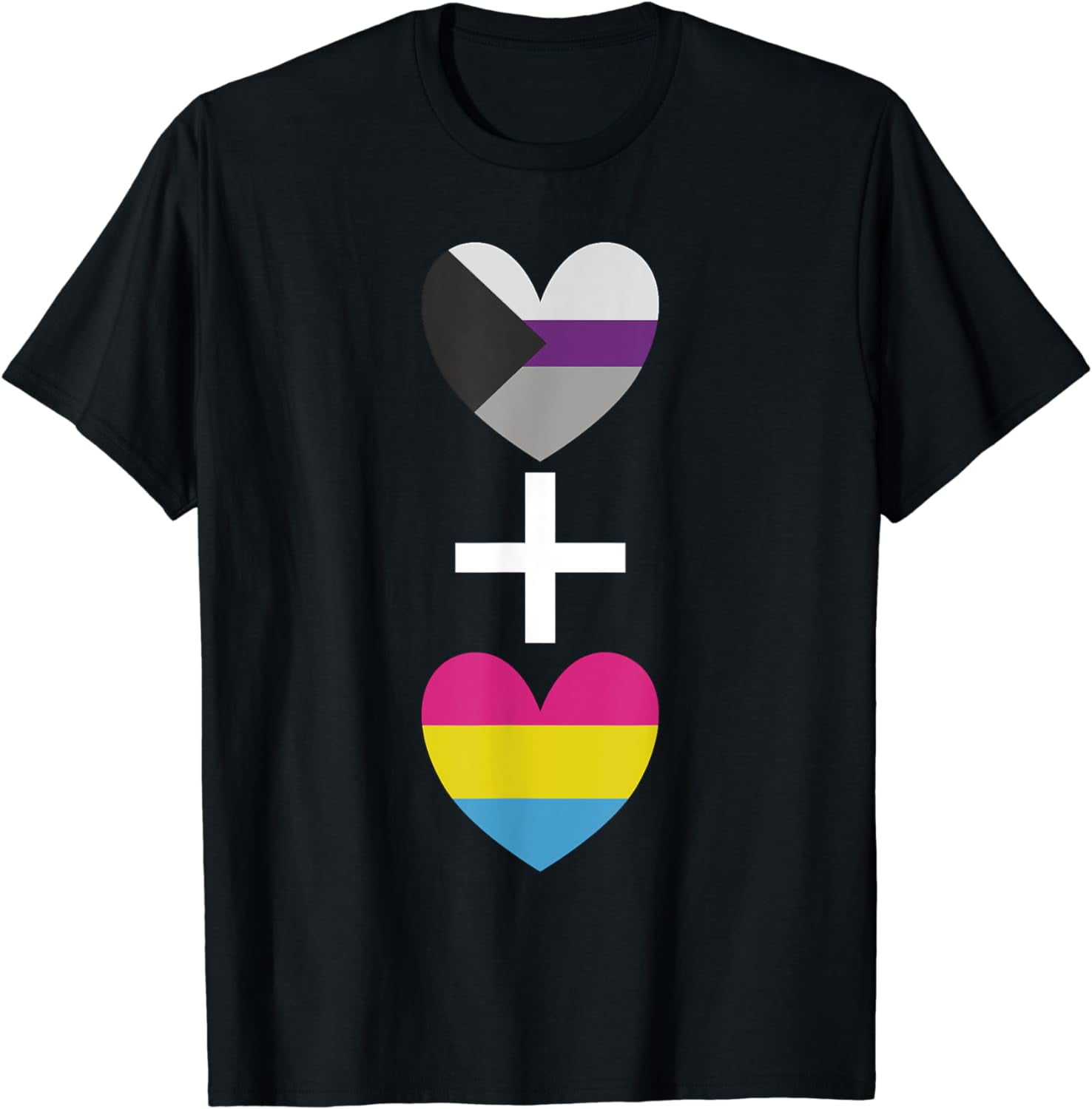 Demisexual + Pansexual Heart Panromantic Demipansexual T-Shirt ...