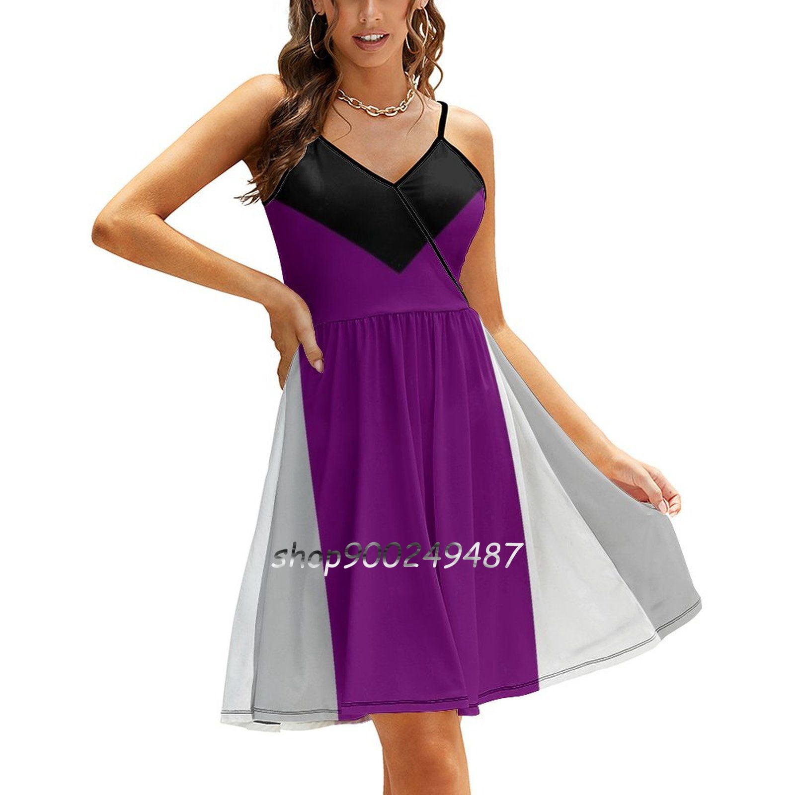 Demisexual Pride Square Neck Dress New Plus Size Elegant Women Waist ...