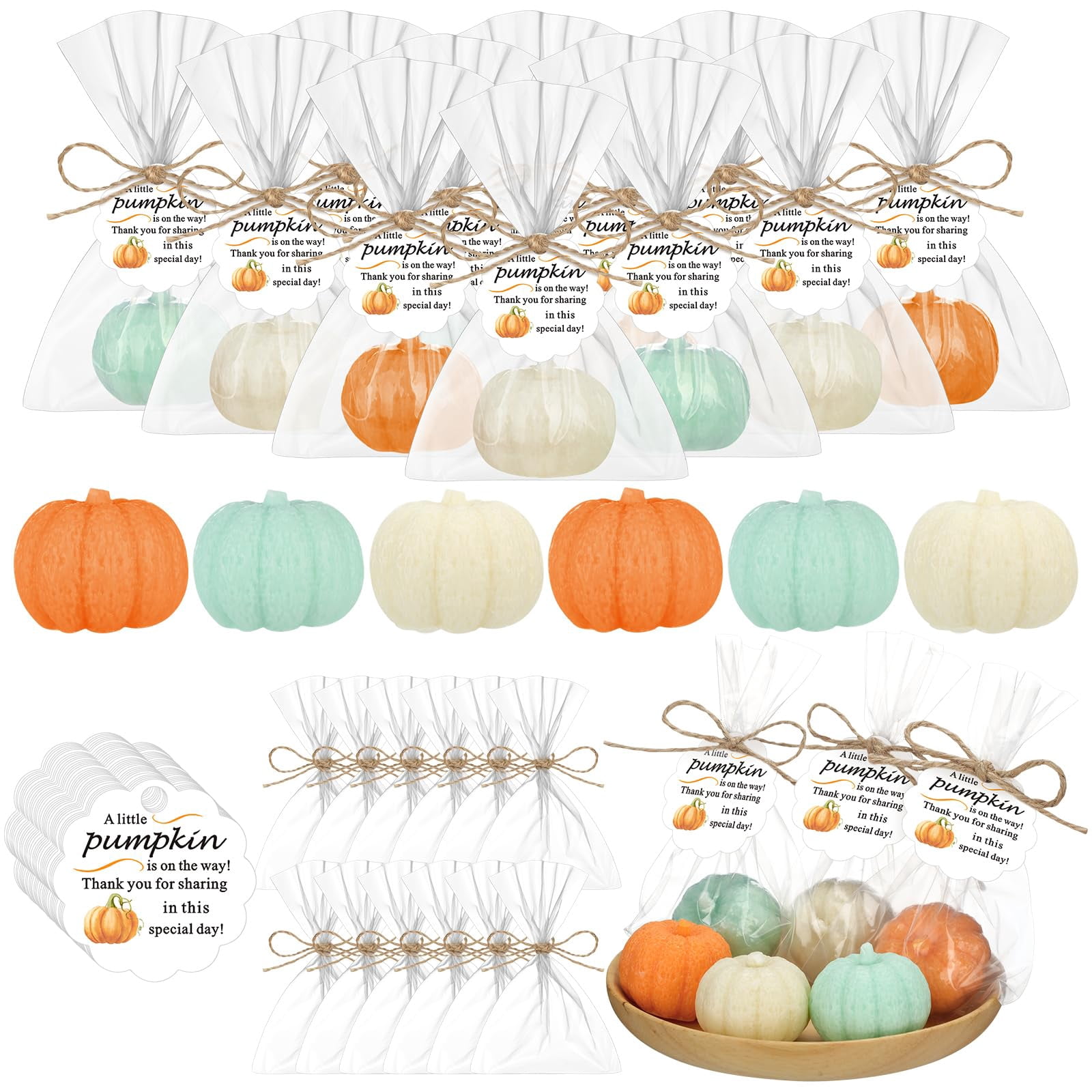 Demissle 40 Sets Pumpkin Baby Shower Favors Mini Pumpkin Soap Thanks ...