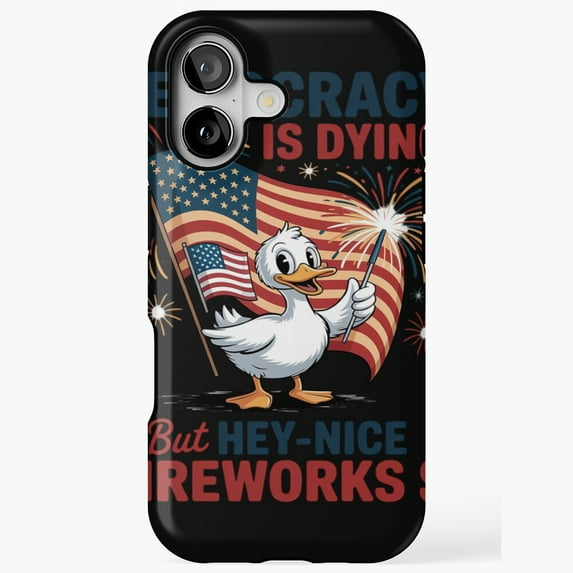 Democracy Dying Funny Duck Meme Art iPhone Case 17 through 11 Pro Max ...